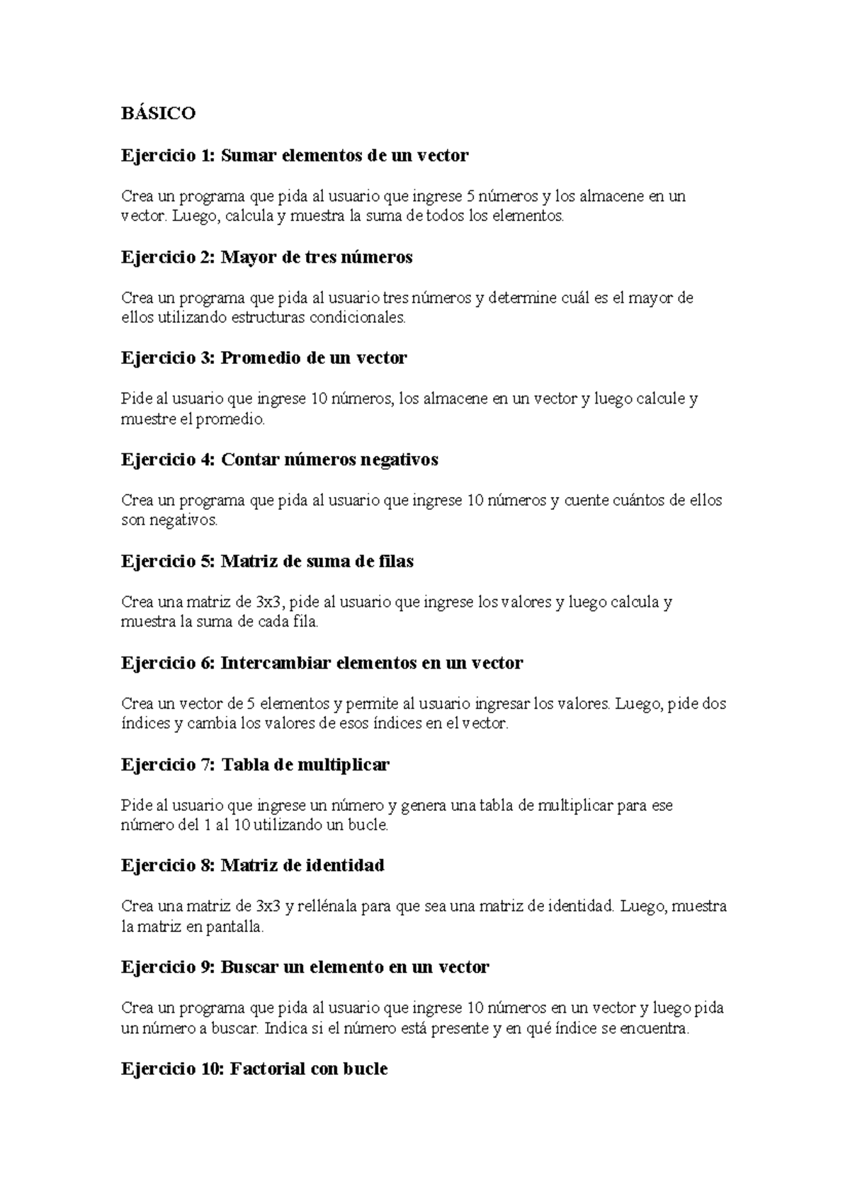 Ejemplos basico java - mmm - BÁSICO Ejercicio 1: Sumar elementos de un ...