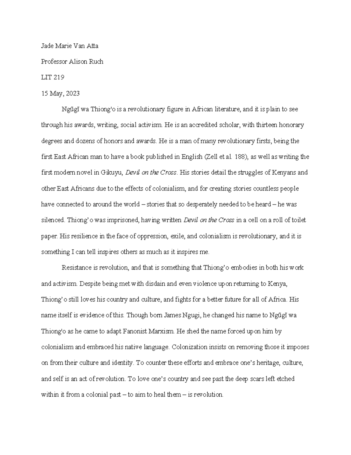 Final Project Part 3 Essay - Jade Marie Van Atta Professor Alison Ruch ...