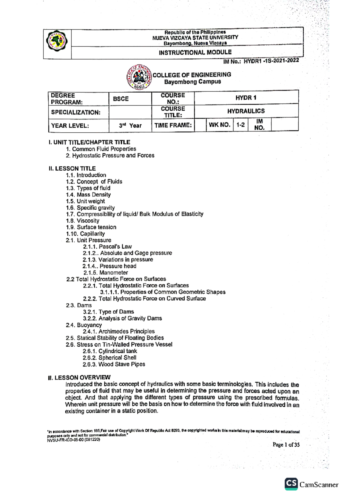 Hydraulics - module - Civil Engineering - Studocu
