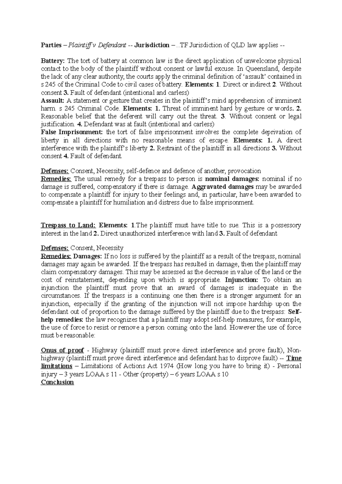 Summary Plaintiff vs Defendant - Parties – Plaintiff v Defendant ...