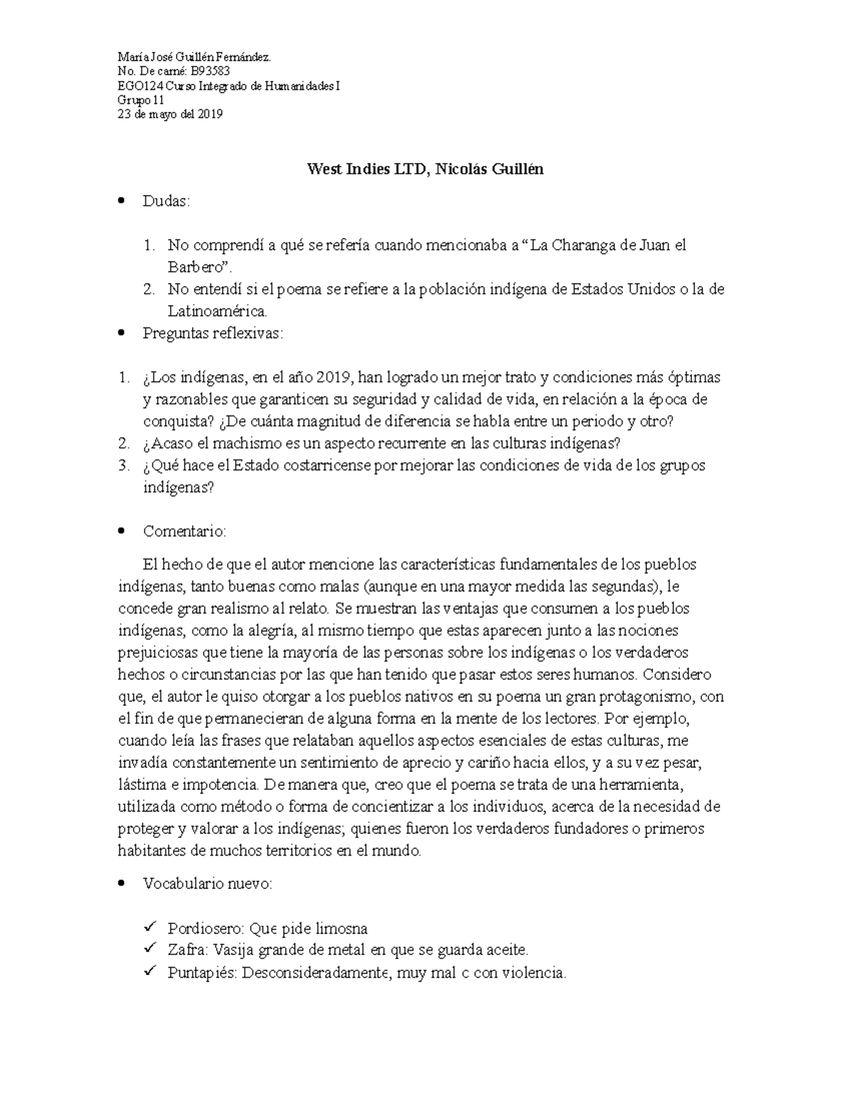 Nicolás Guillén - Se trata de una comprobación de lectura en la cátedra ...