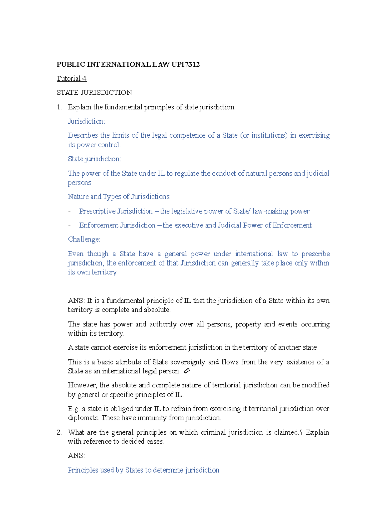 Public tutorial 4 - Just for reference - PUBLIC INTERNATIONAL LAW UPI ...