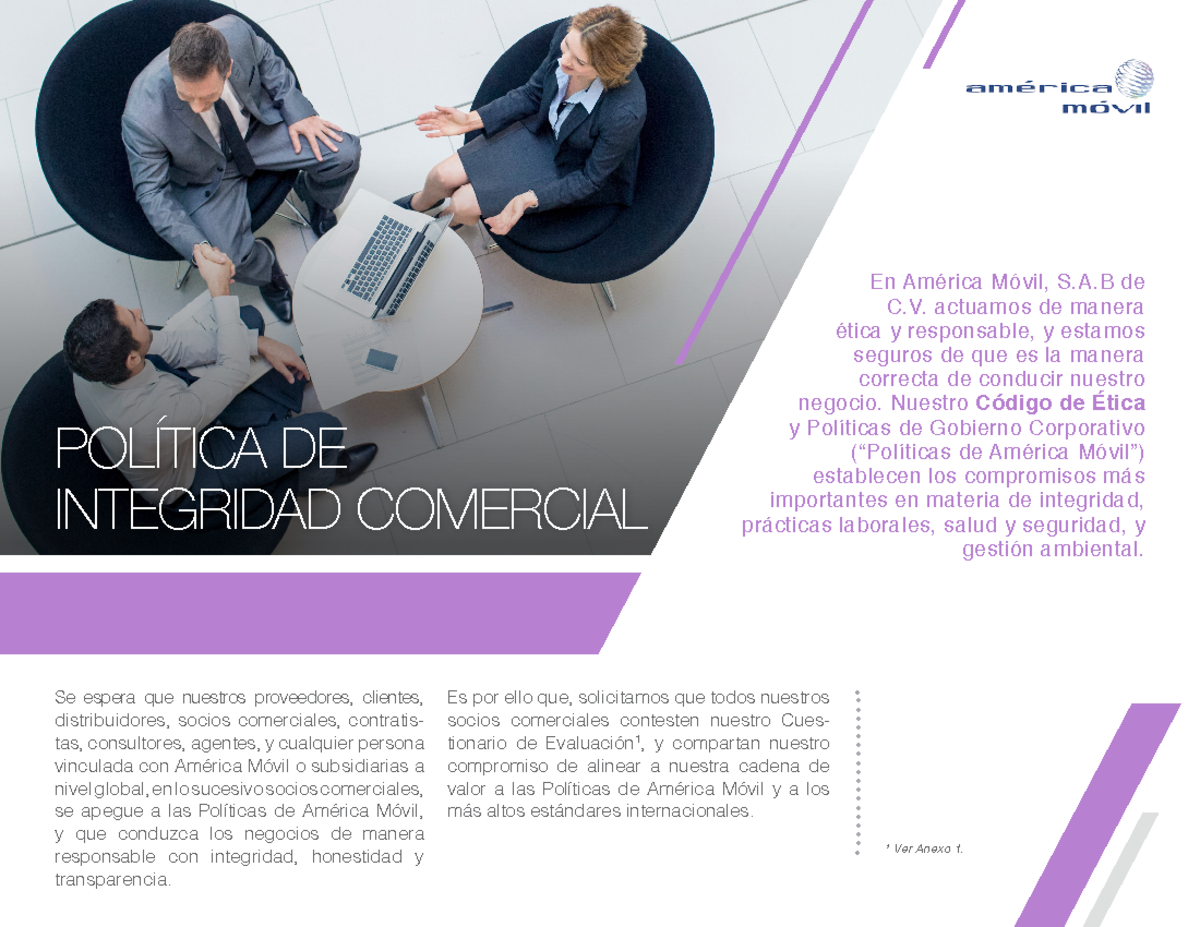 Política de Integridad Comercial - En América Móvil, S.A de C. actuamos ...