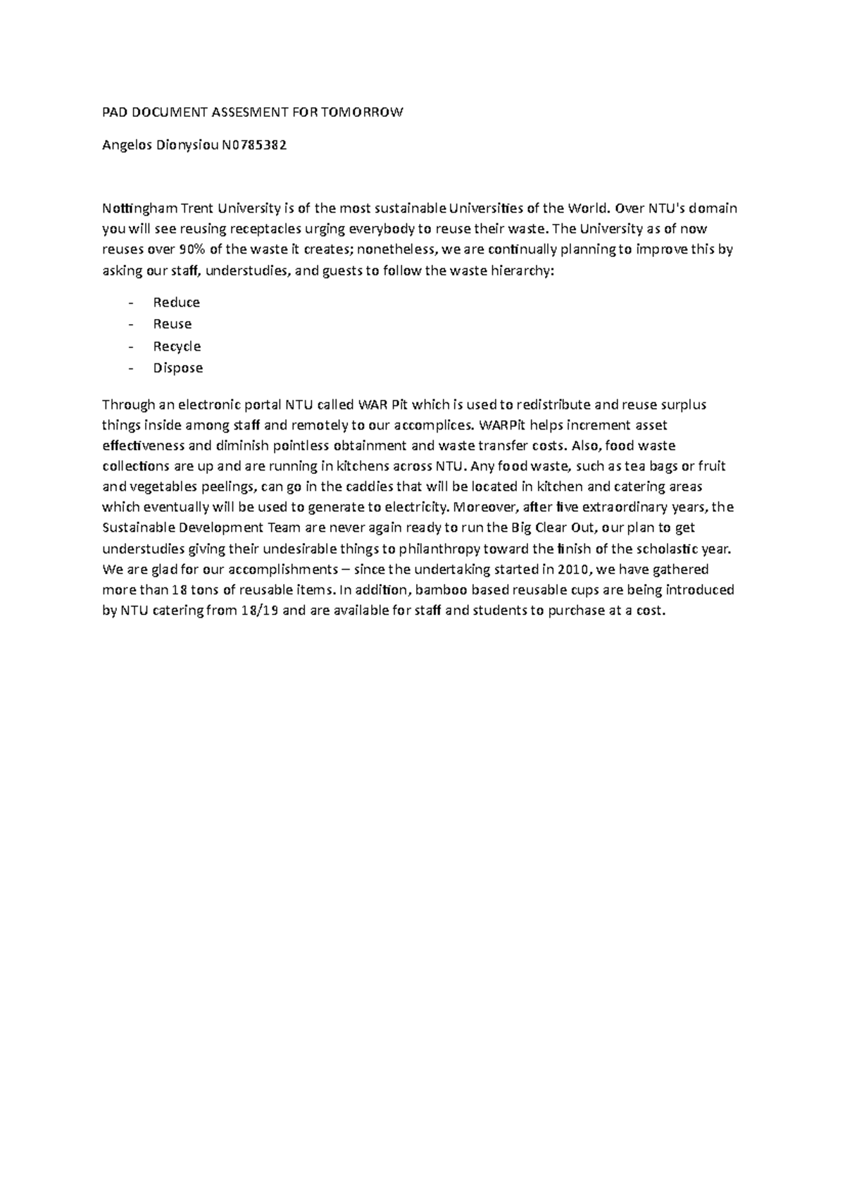 PAD Document Word - PAD DOCUMENT ASSESMENT FOR TOMORROW Angelos ...