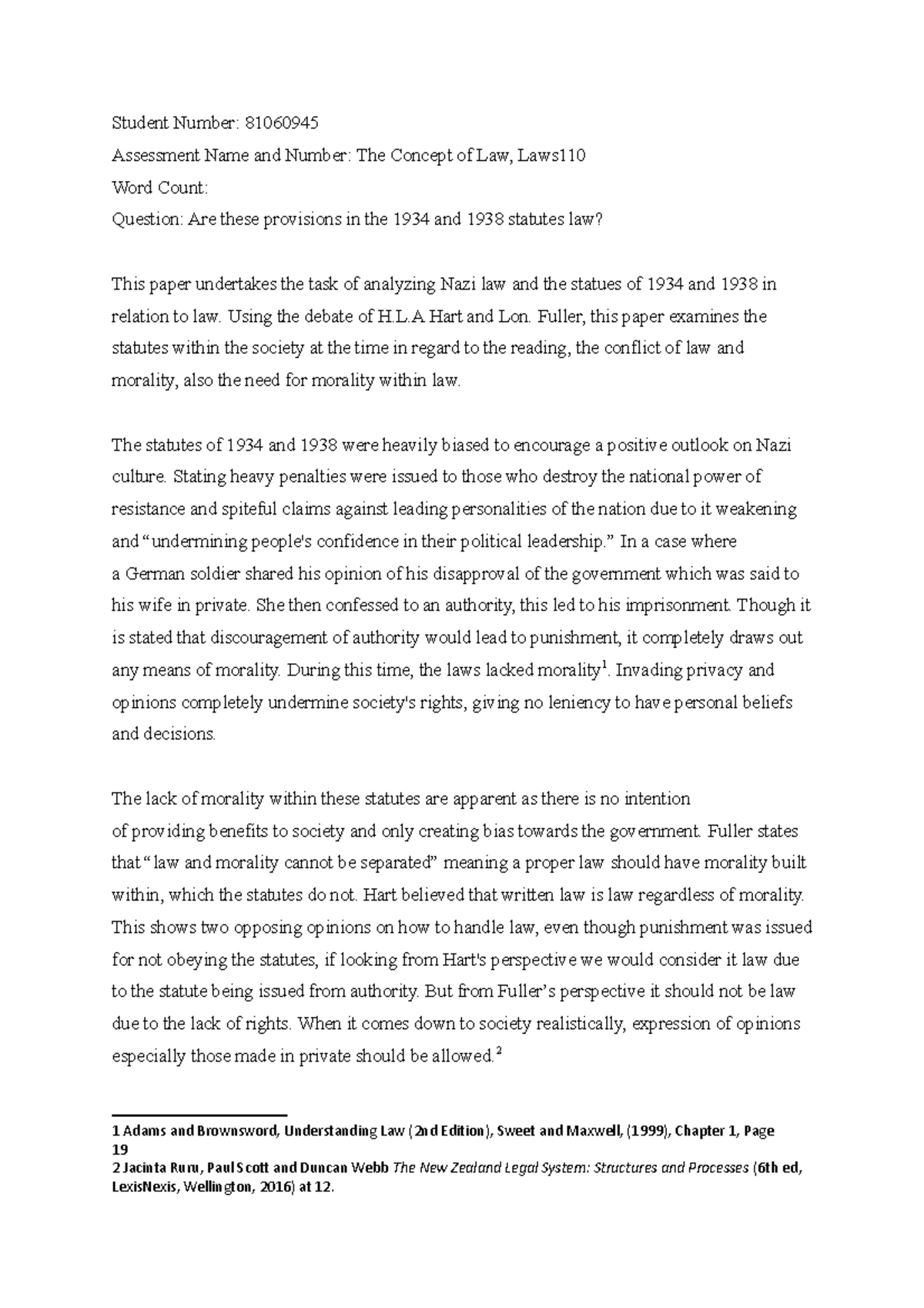 LAWS110 Essay 1 - Student Number: 81060945 Assessment Name and Number ...