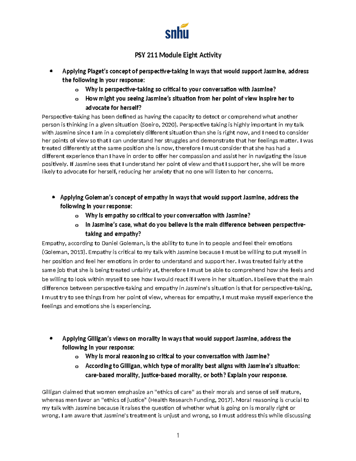 PSY 211 Module Eight Activity - PSY 211 Module Eight Activity Applying ...