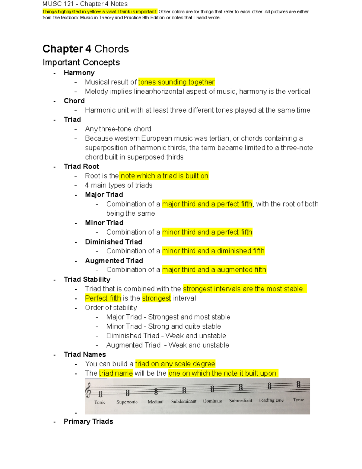 Chapter 4 - Summary Music in Theory and Practice - MUSC 121 Chapter 4 ...