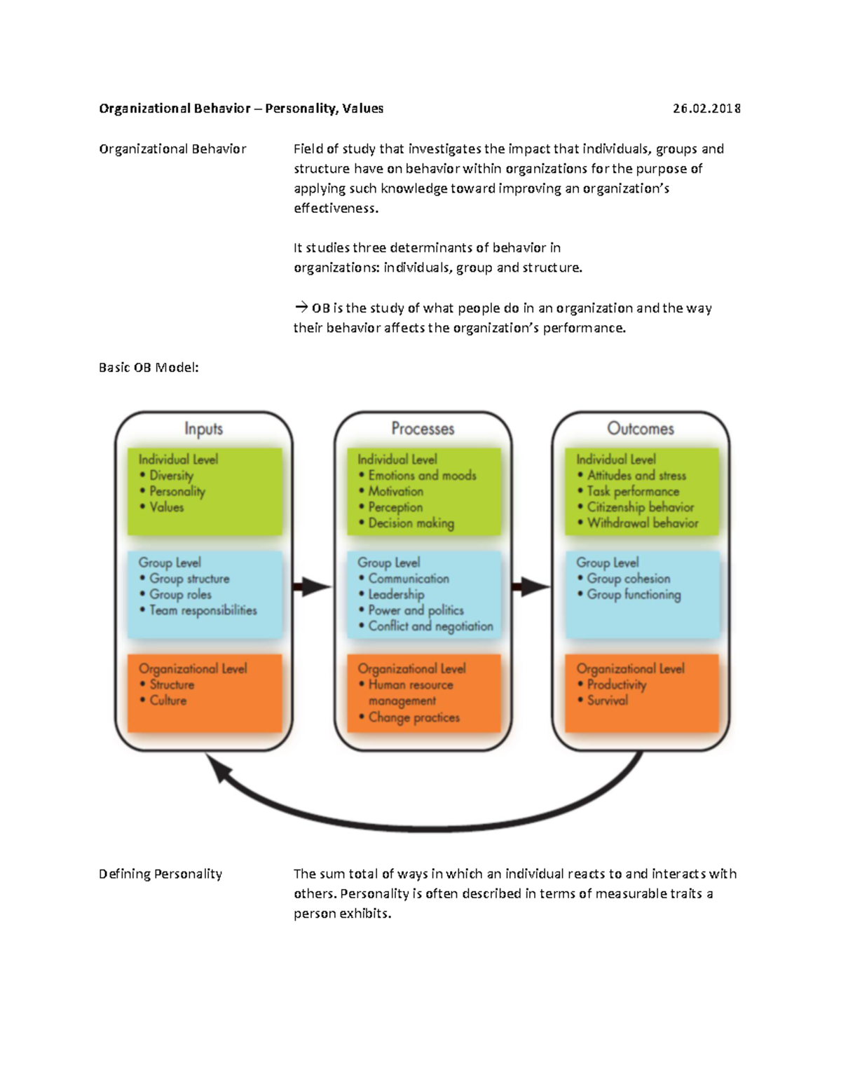 Summary HRM OB - Organizational Behavior – Personality, Values 26 ...