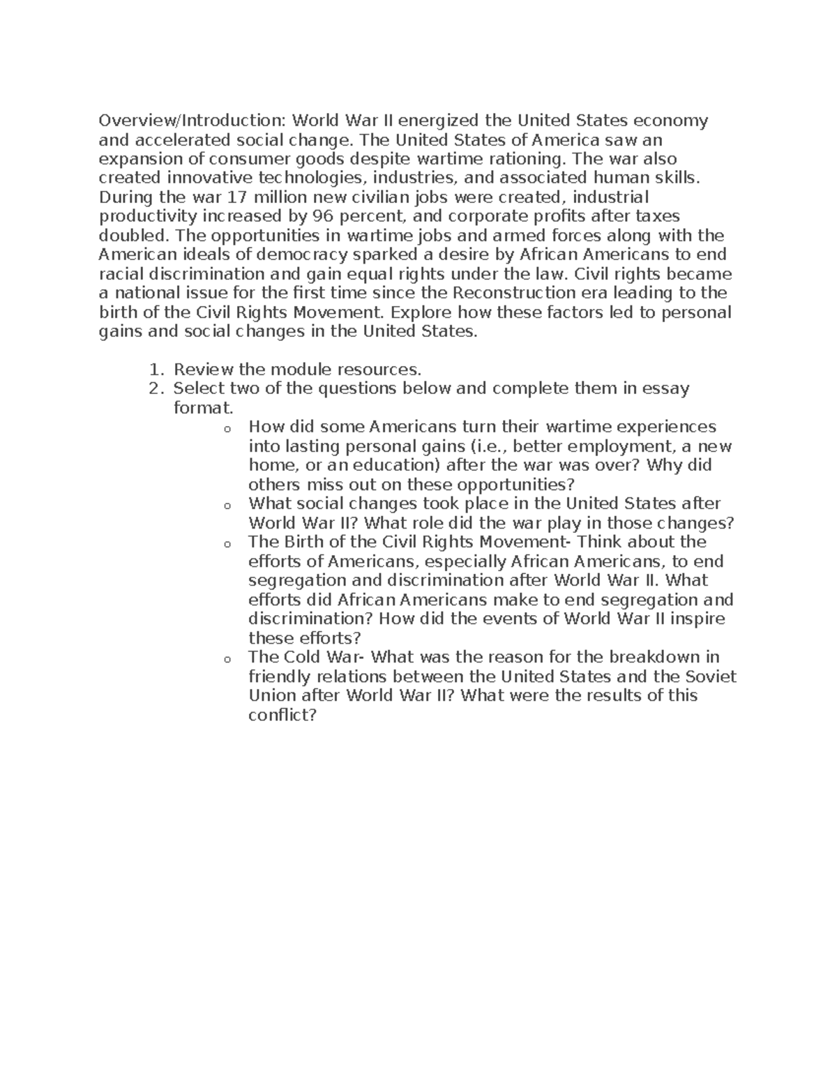 Impact of World War II - Overview/Introduction: World War II energized ...