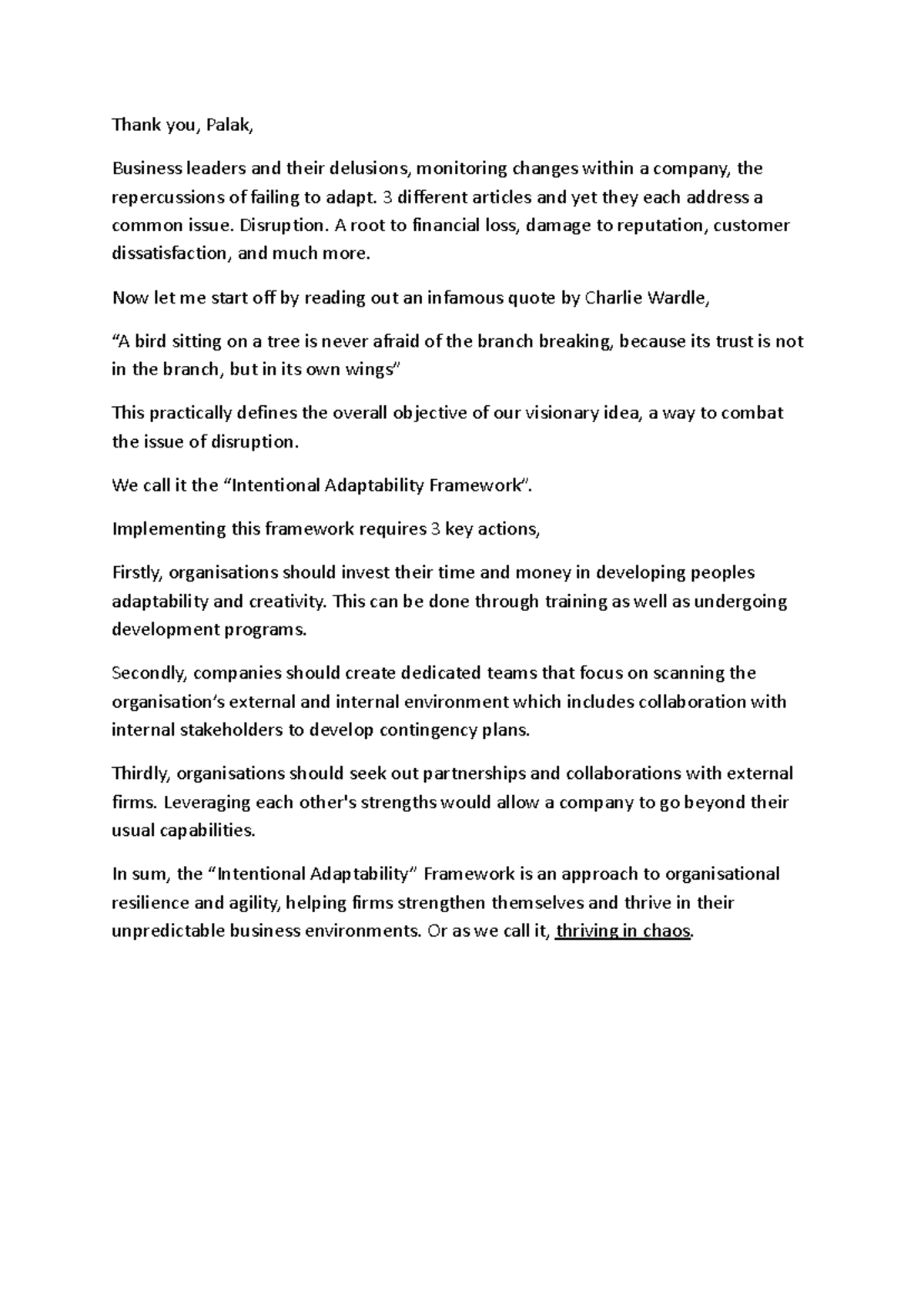 Group Presentation Transcript - Thank you, Palak, Business leaders and their delusions ...