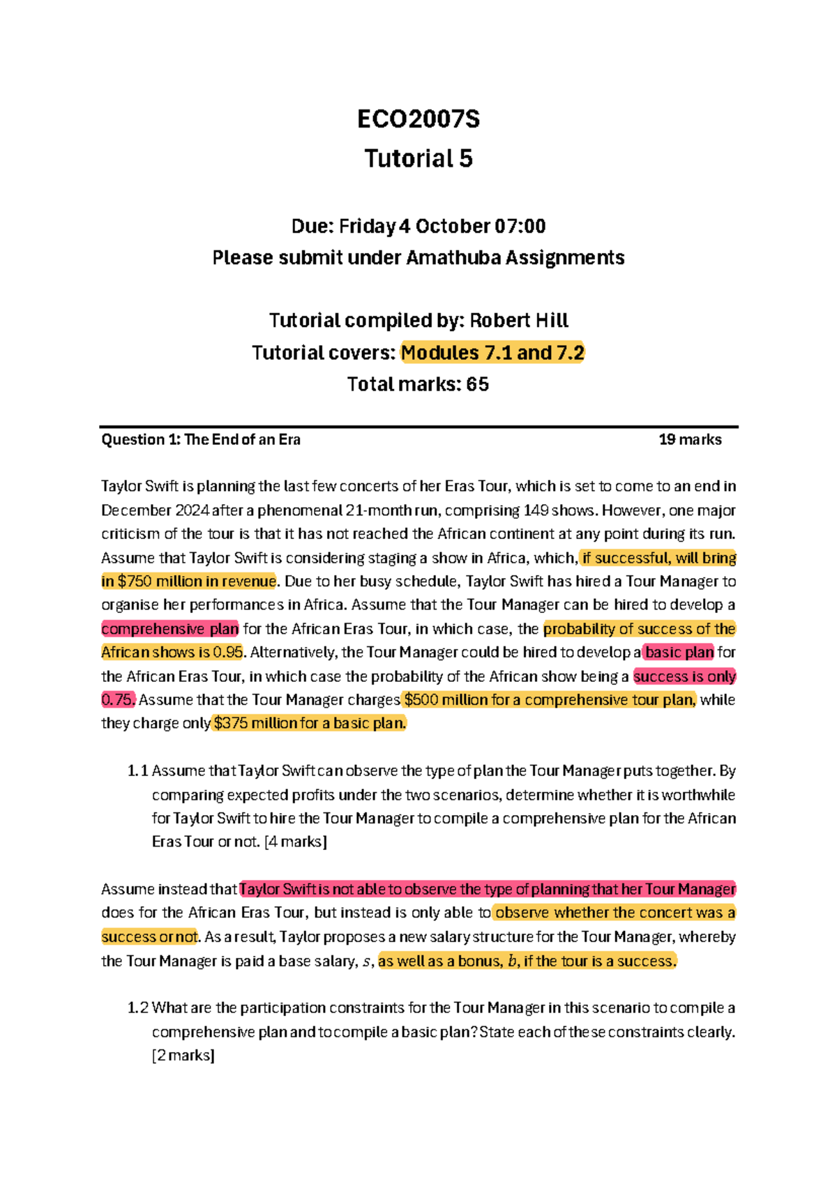 ECO2007 S Tutorial 5 - TUT - ECO2007S Tutorial 5 Due: Friday 4 October 07 : Please submit under ...