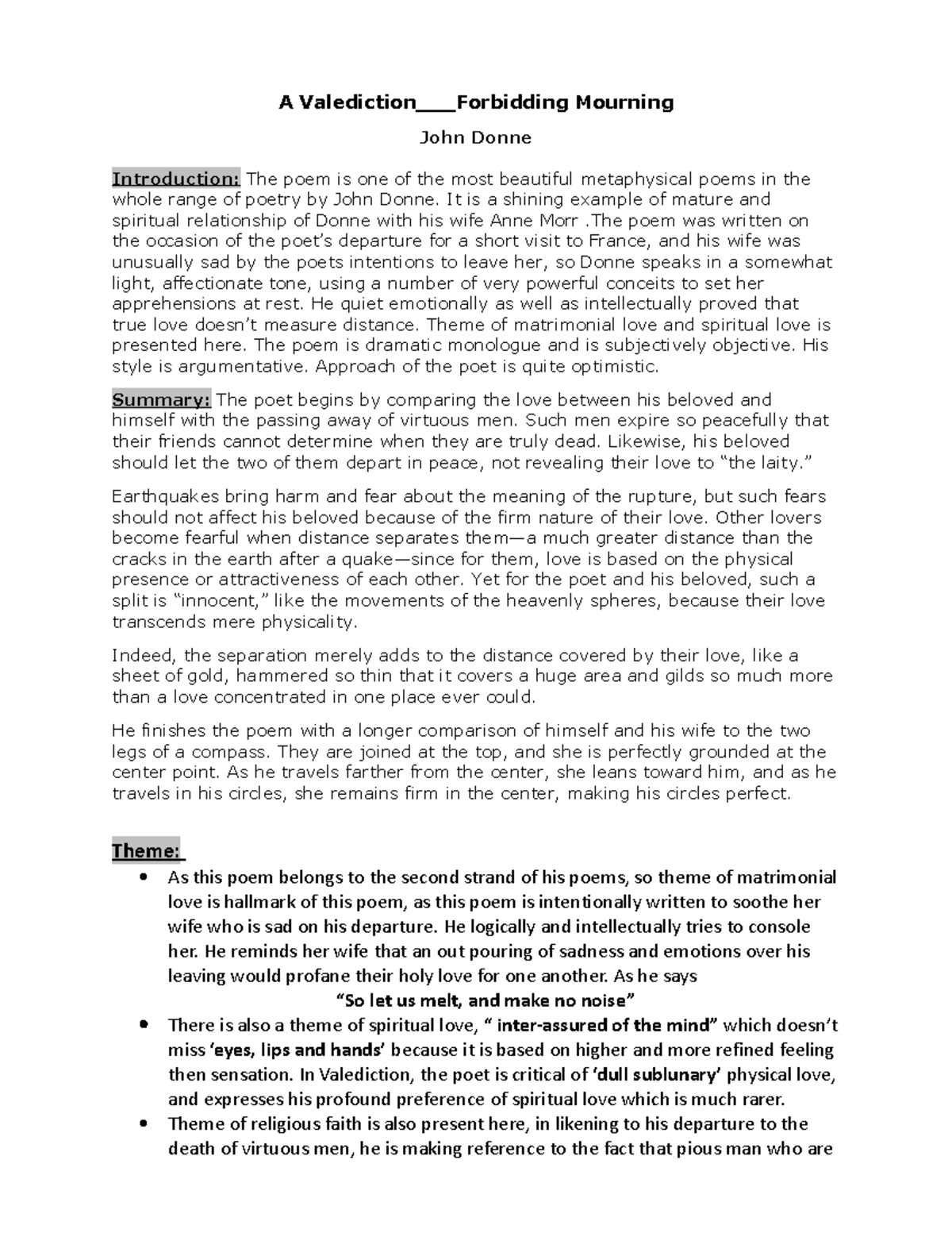 A Valediction 2 - good notes of classical poetry - A Valediction ...