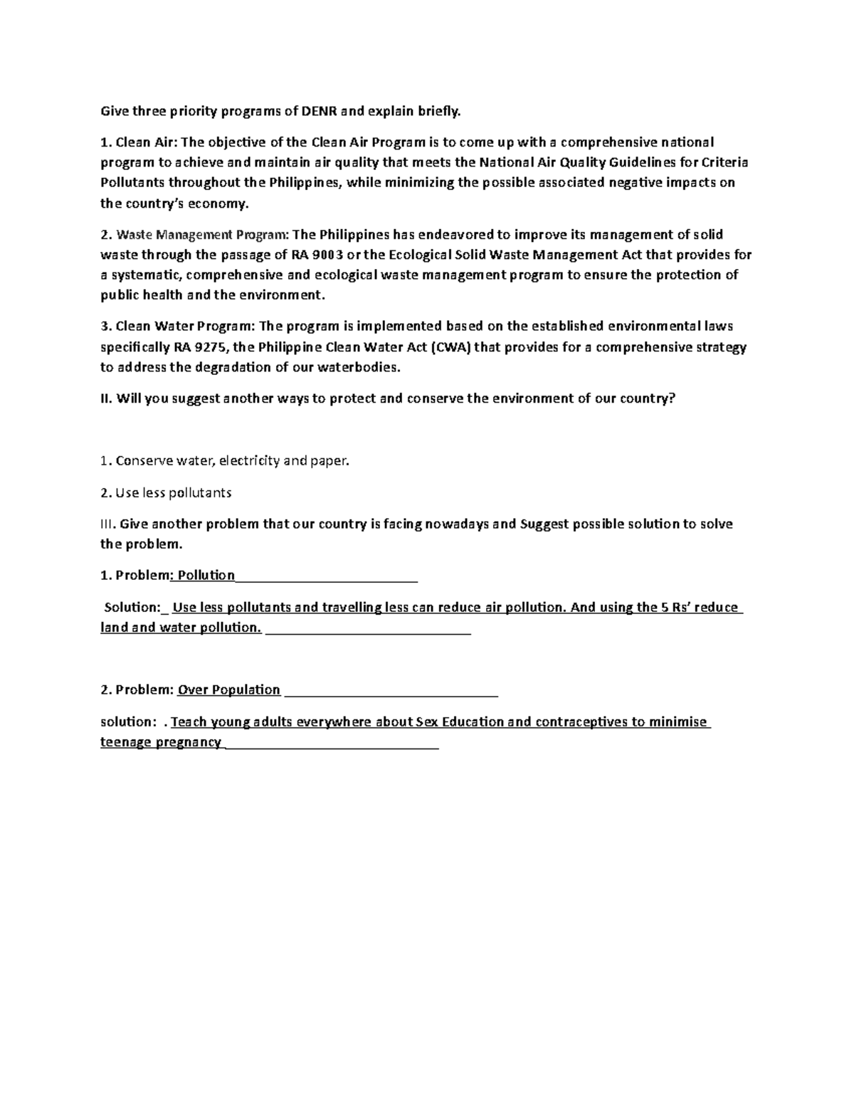 Enviro Sci Research Programs - Give three priority programs of DENR and ...