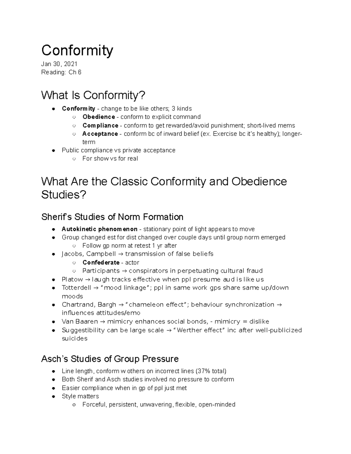 Conformity . - Conformity Jan 30, 2021 Reading: Ch 6 What Is Conformity ...