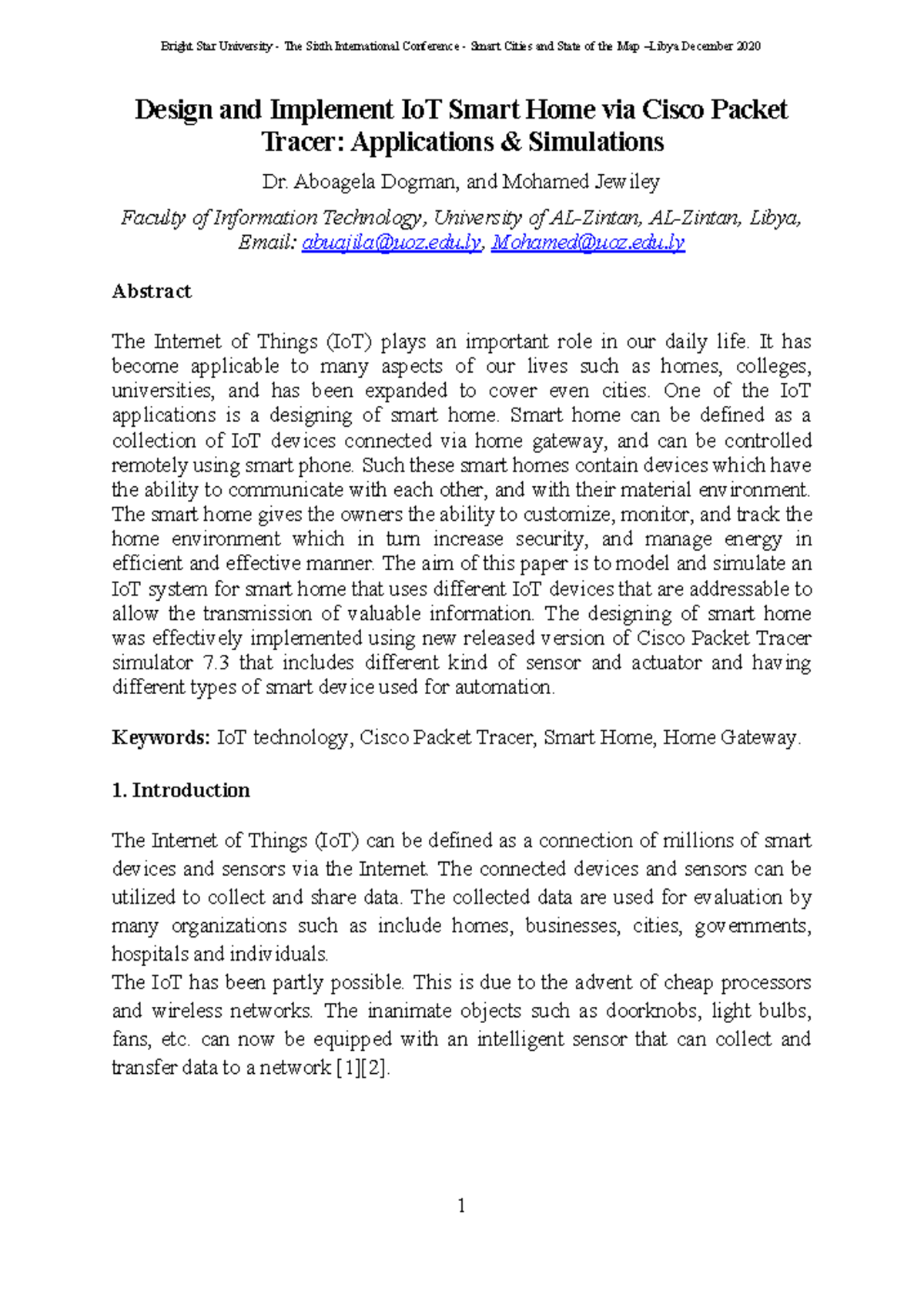 G2 4 - Design and Implement IoT Smart Home via Cisco Packet Tracer: Applications & Simulations ...