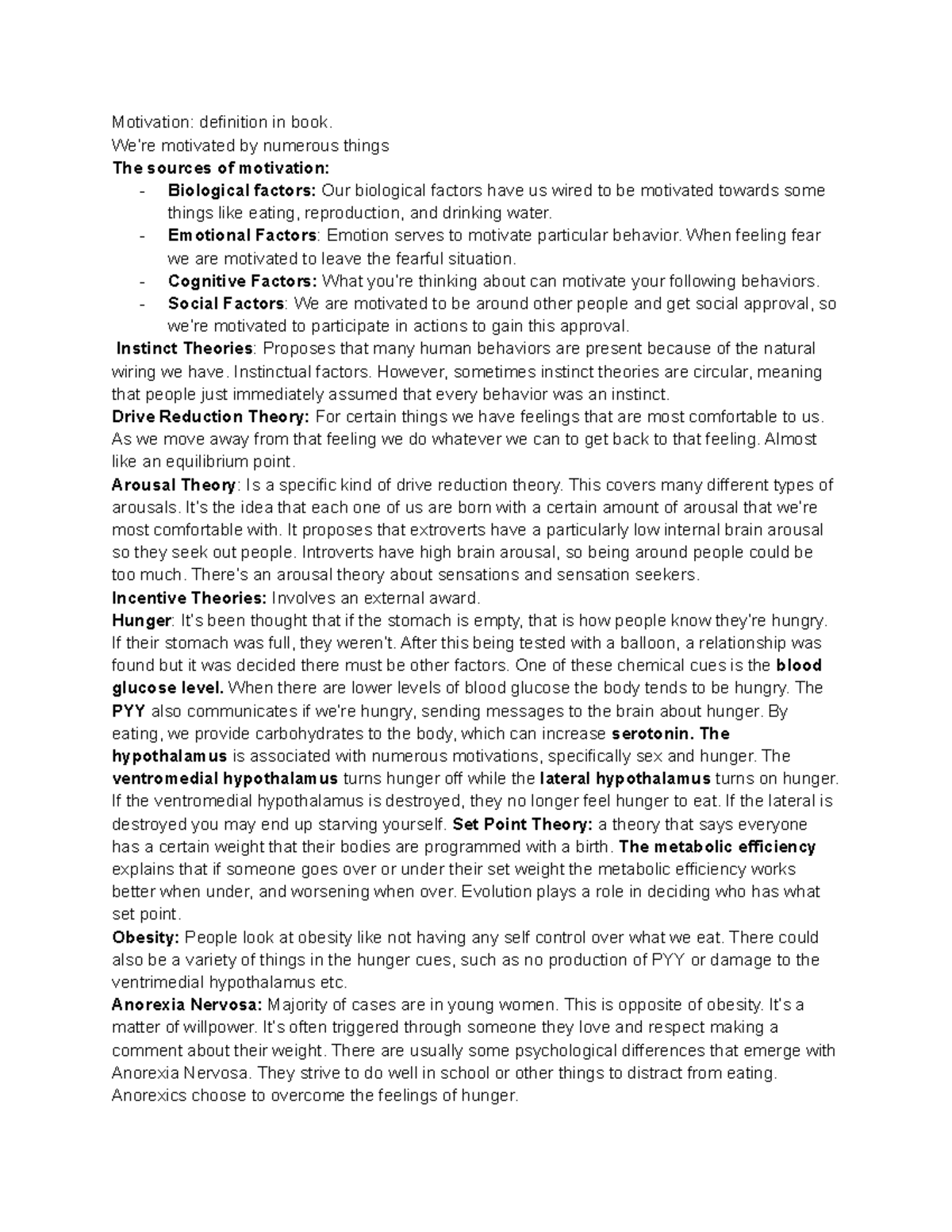 Motivation Lecture Notes - Motivation: definition in book. We’re ...