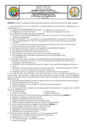 Araling Panlipunan - ACTIVITY SHEETS FOR GRADE 2 - 2 TALASANAYAN SA ...