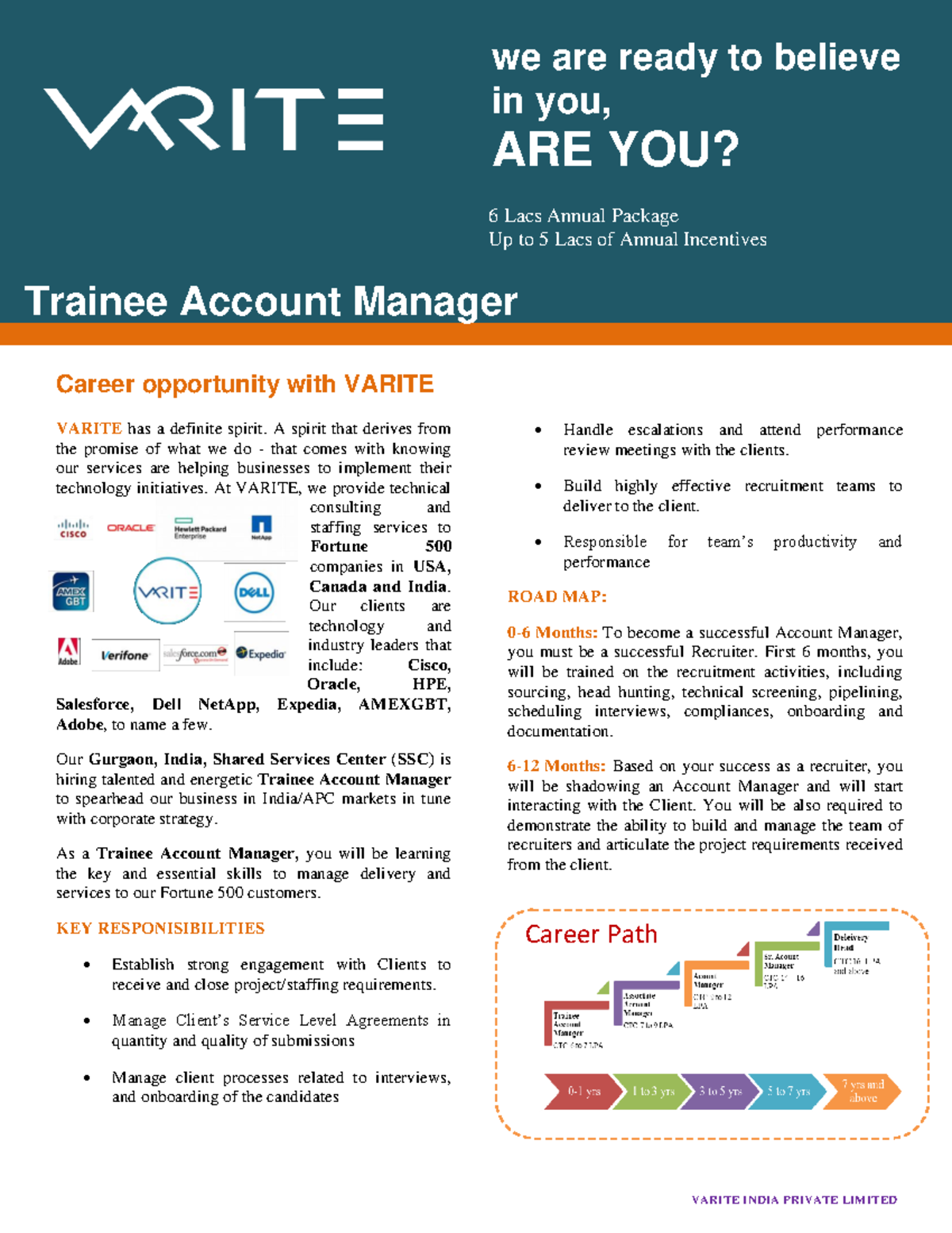 Job Ad Trainee Account Manager - Career opportunity with VARITE VARITE ...