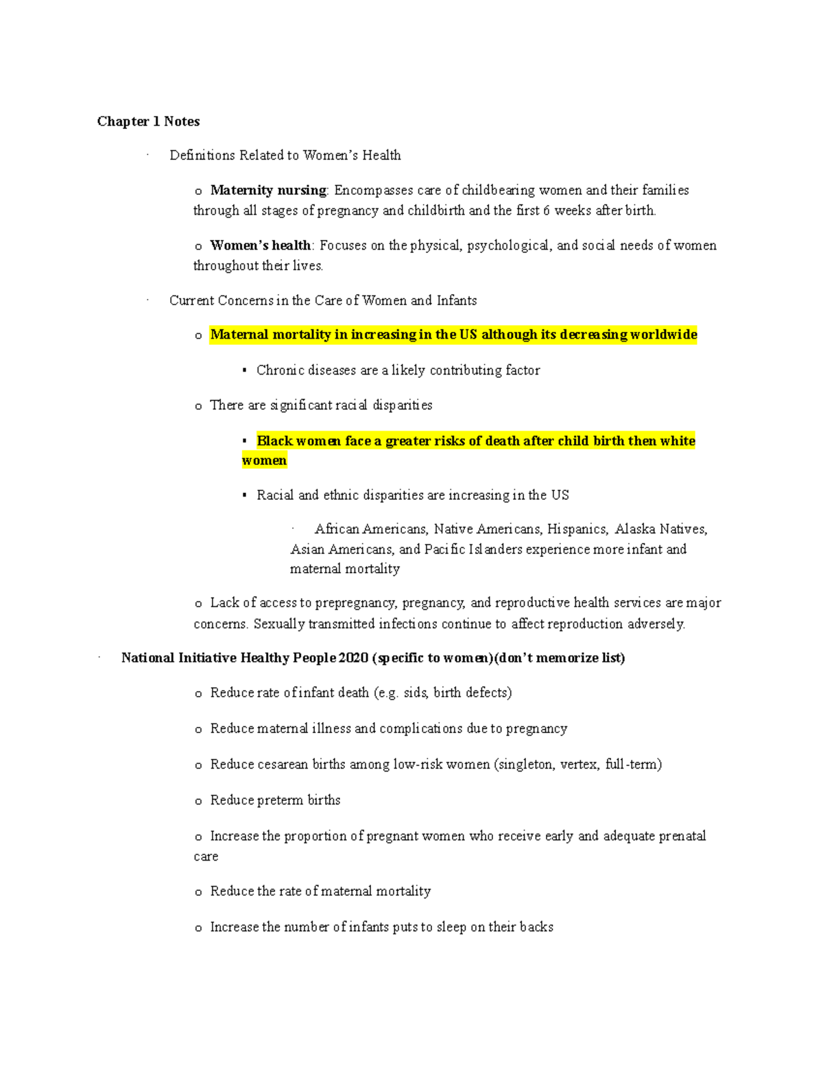 Chapter 1 21st Century Maternity and Women's Health Care - Chapter 1 ...