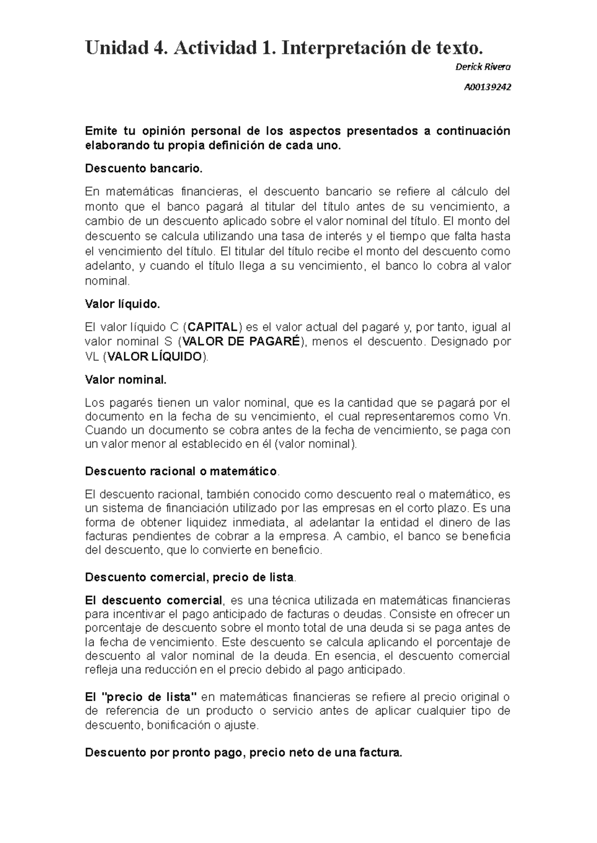 Unidad 4 actividad 1 Derick Rivera - Unidad 4. Actividad 1 ...