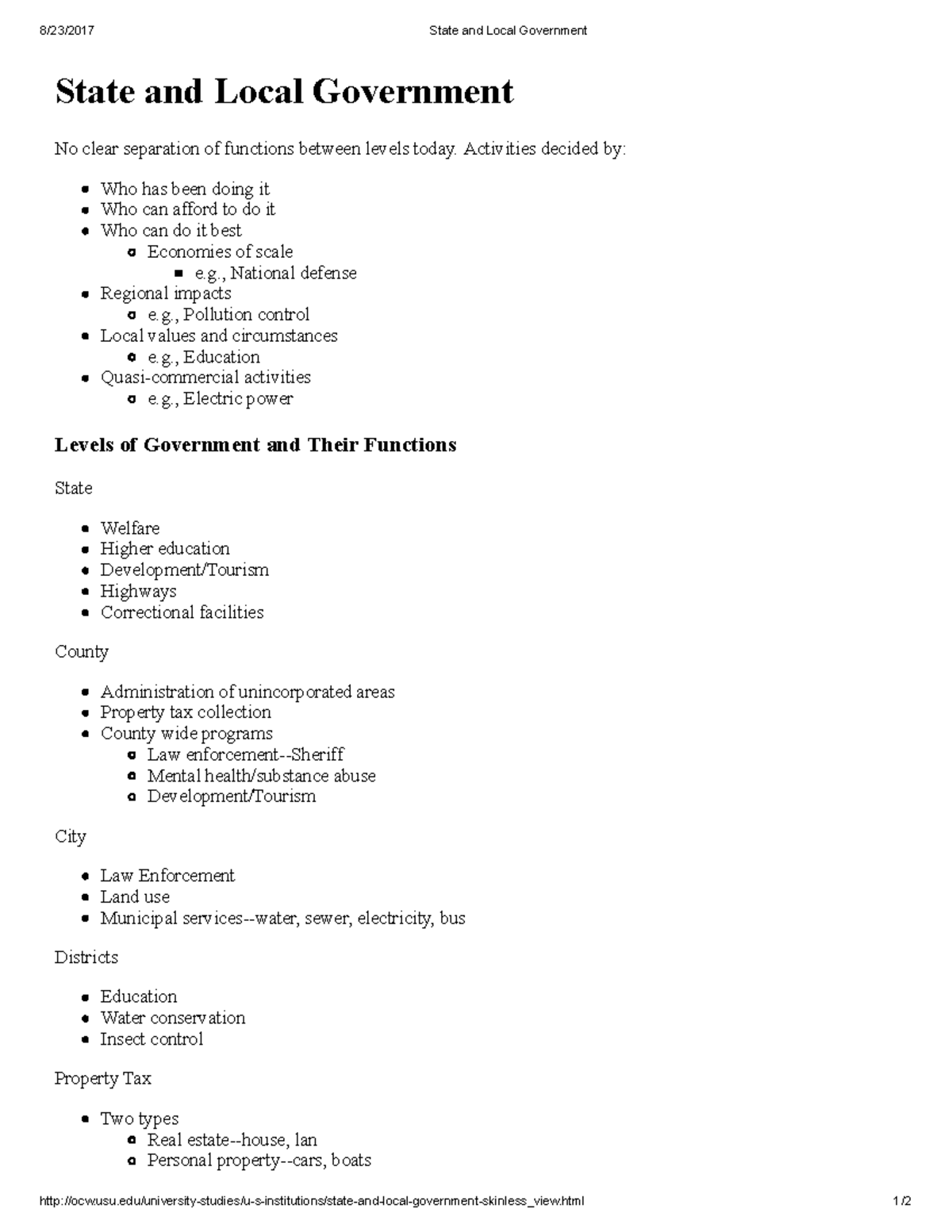 State and Local Government - Activities decided : Who has been doing it ...