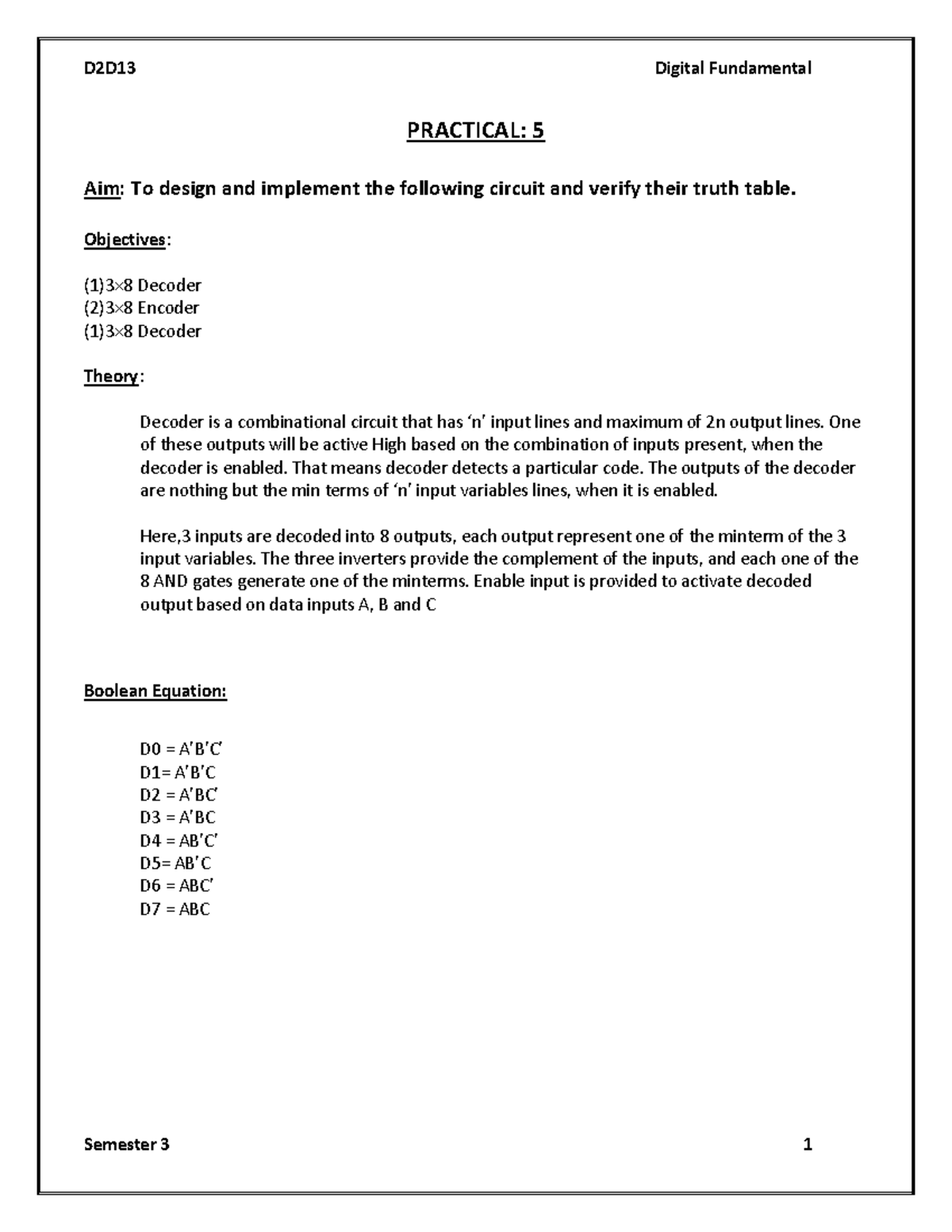 D2D13 DF PR-5 - Digital fundamental practicals - PRACTICAL: 5 Aim: To ...