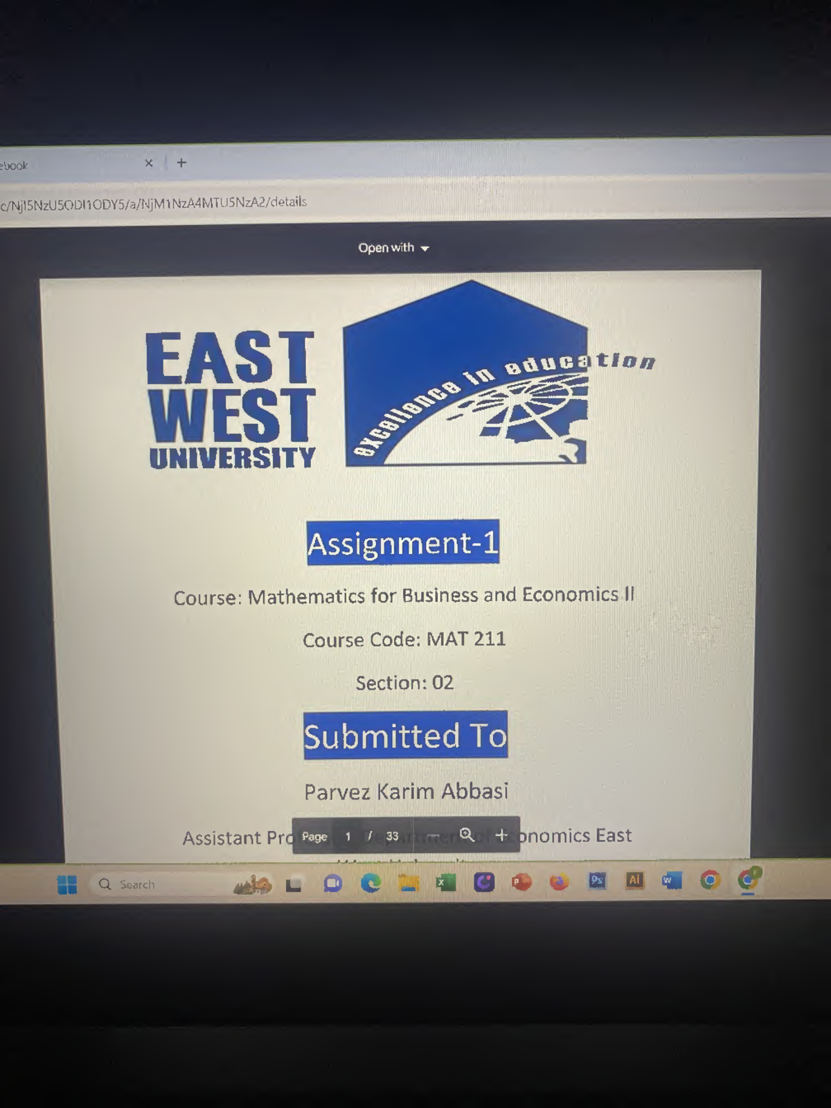 Assignment-01 - as easy - x on Openwith UL Ud ww oY Ol be md Tite EF ...