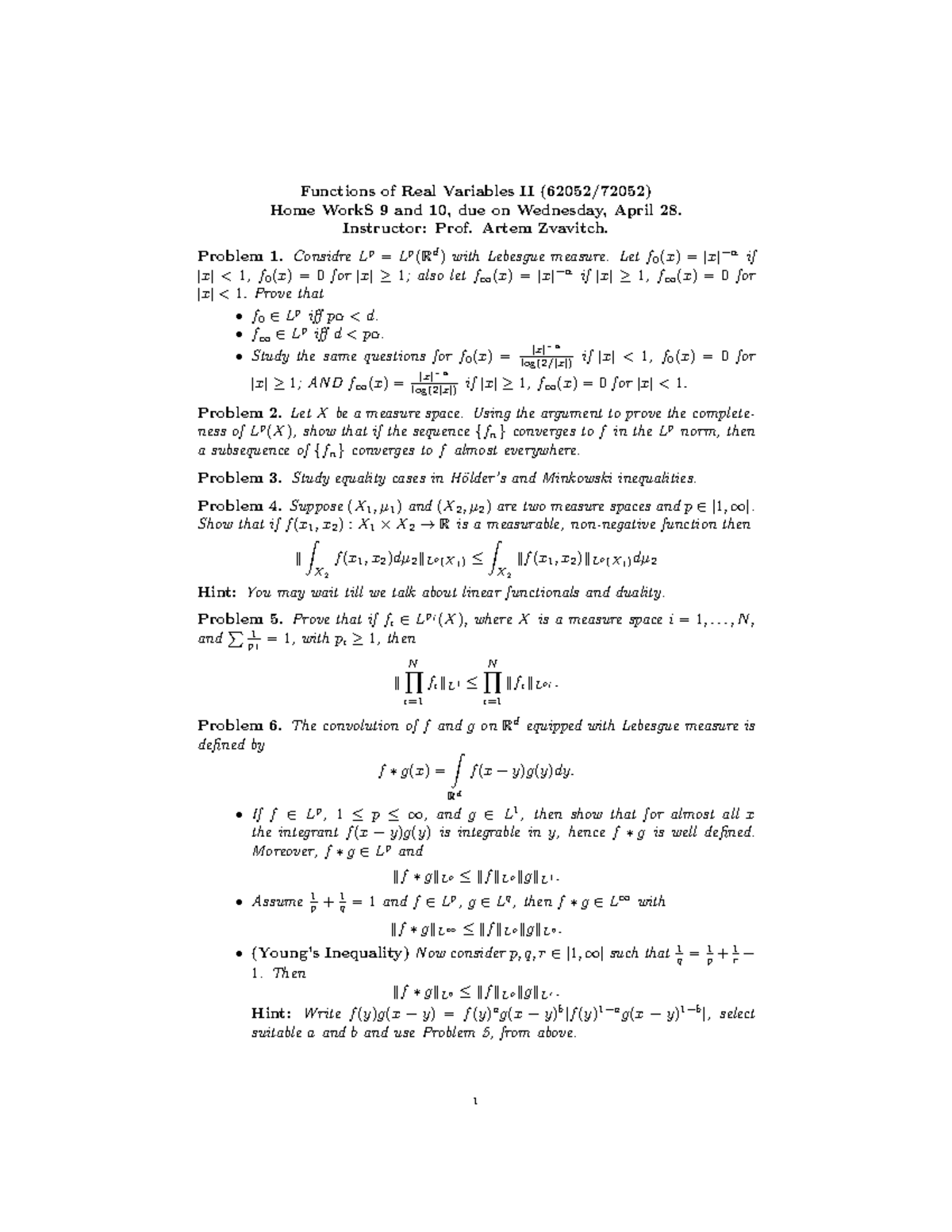 HW9&10 - Homework 9 and 10 (April 28 2017). - Functions of Real ...