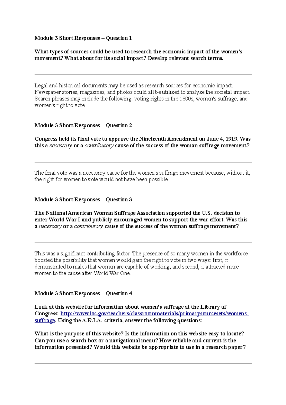 HIS 200 3-1 Short Responses - Module 3 Short Responses – Question 1 ...