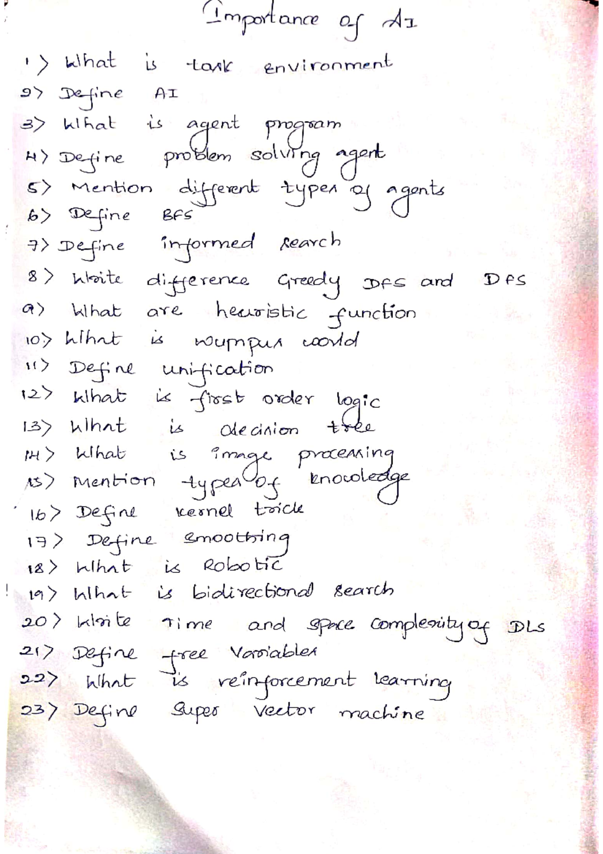 AI Important questions - Importance of AI What is task environment ...