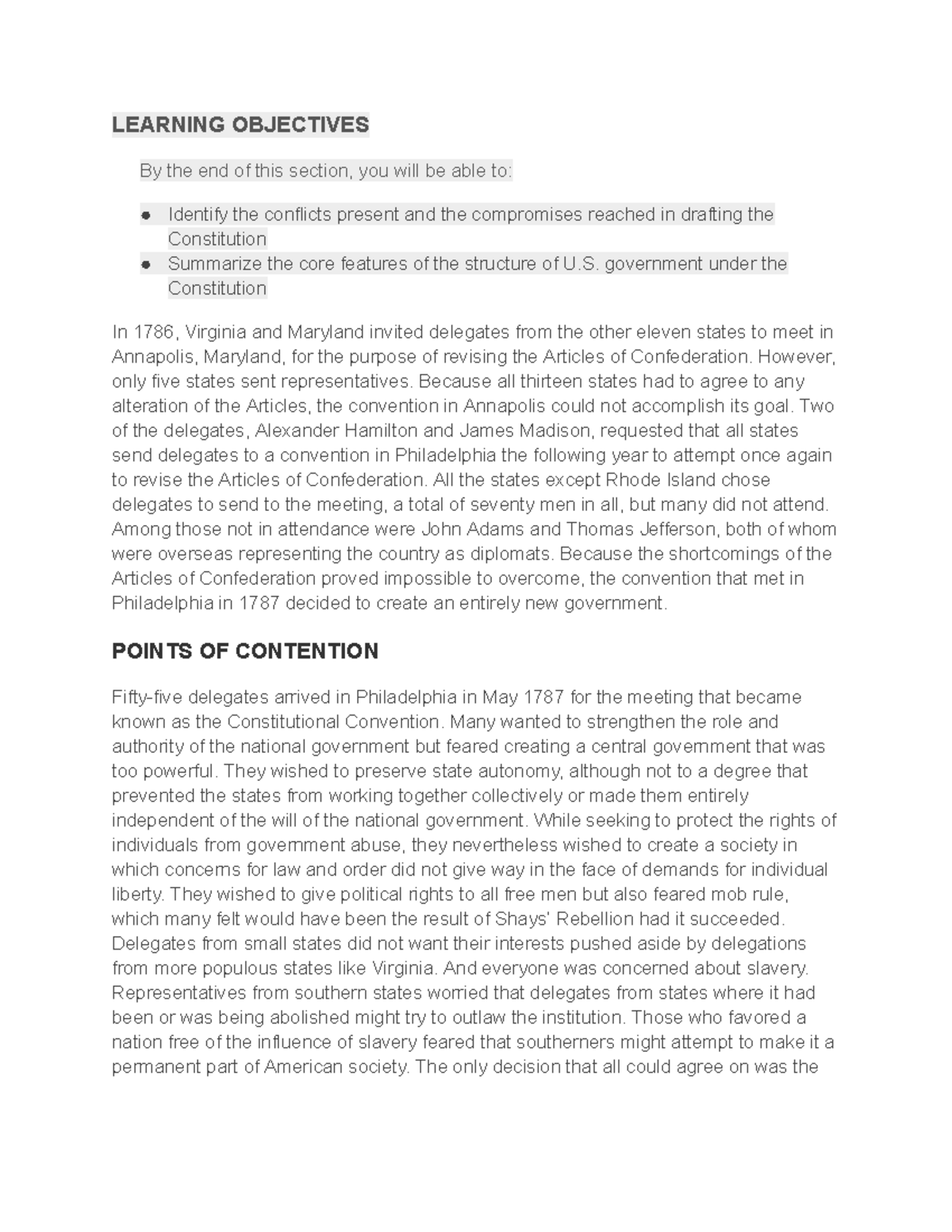 The development of the constitution - LEARNING OBJECTIVES By the end of ...