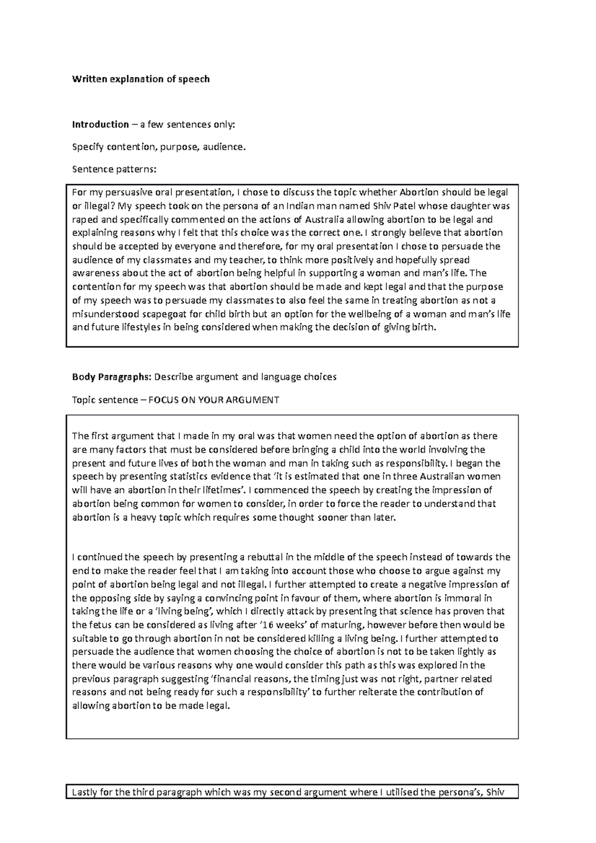 English Oral Presentation SOI - Written explanation of speech ...