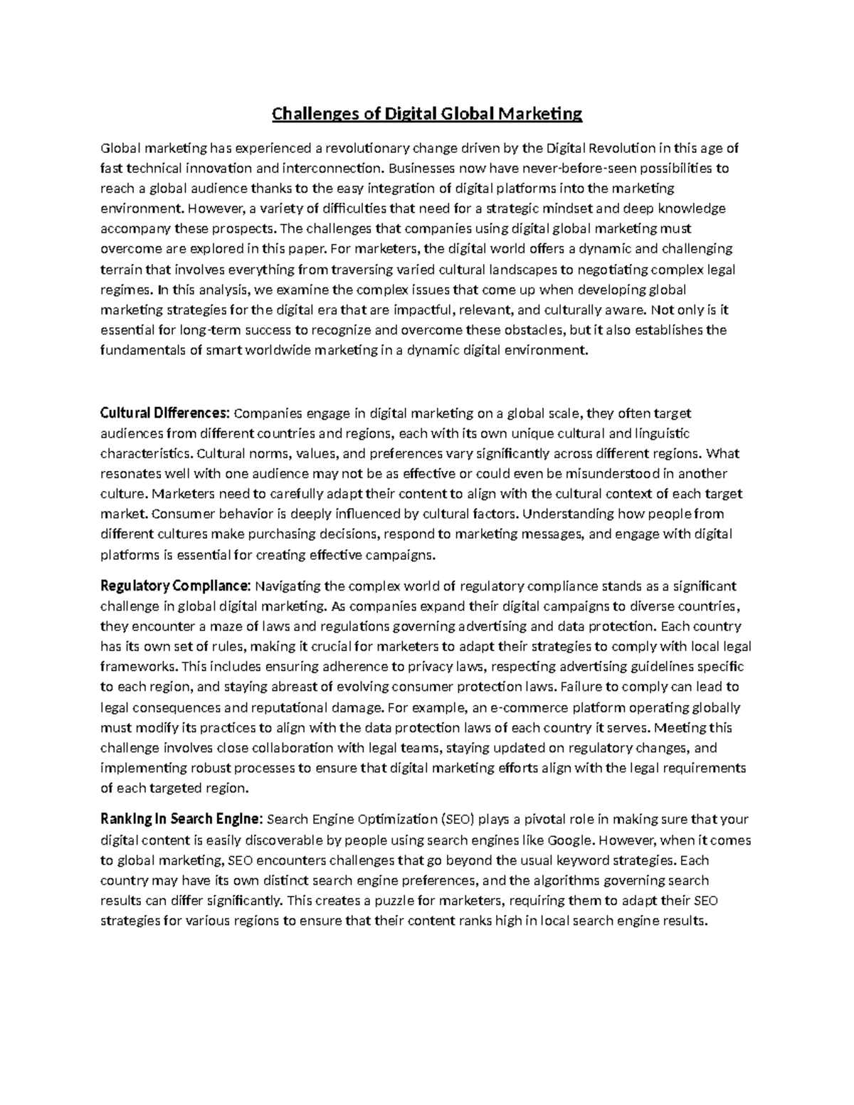 Global marketing and the Digital Evoluation - Challenges of Digital ...