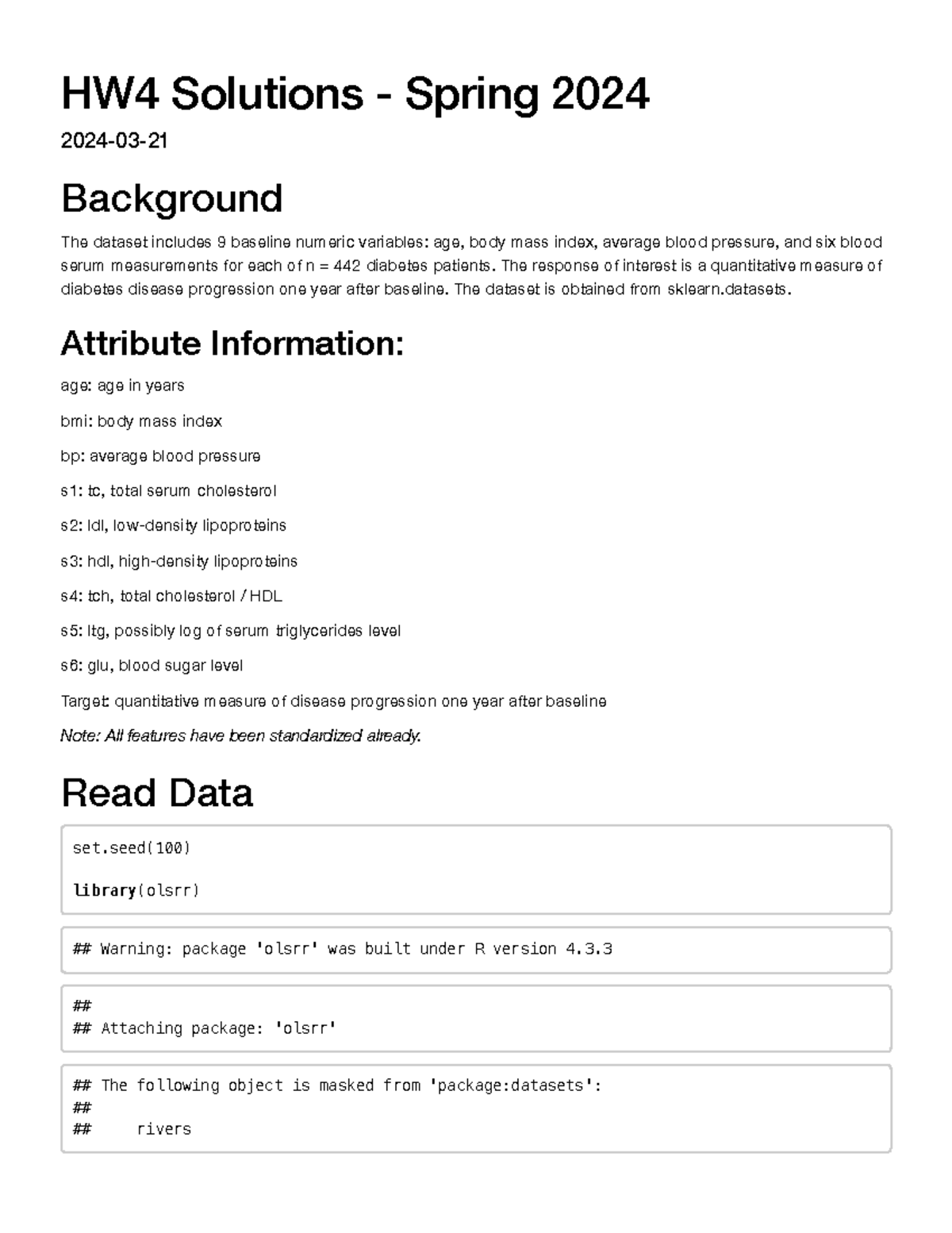 HW4 instructor sol - HW4 - HW 4 Solutions - Spring 2024 2024 - 03 - 21 Background - Studocu