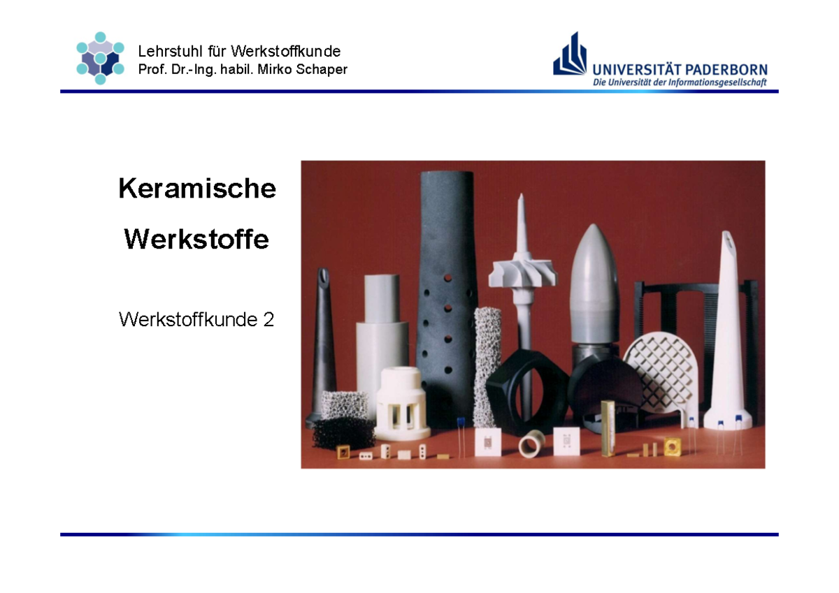 Kapitel 25 Keramische Werkstoffe - Lehrstuhl für Werkstoffkunde Prof. Dr.-Ing. habil. Mirko ...