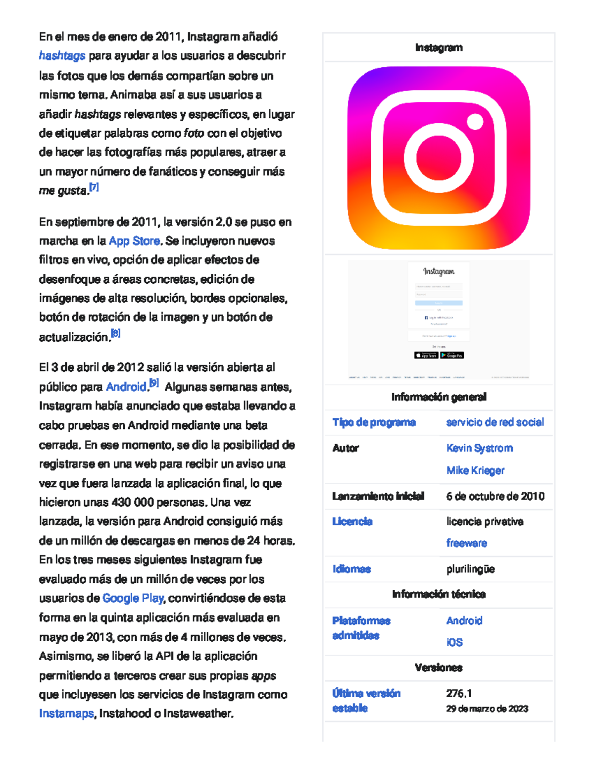 Instagram - Wikipedia, la enciclopedia libre - En el mes de enero de ...