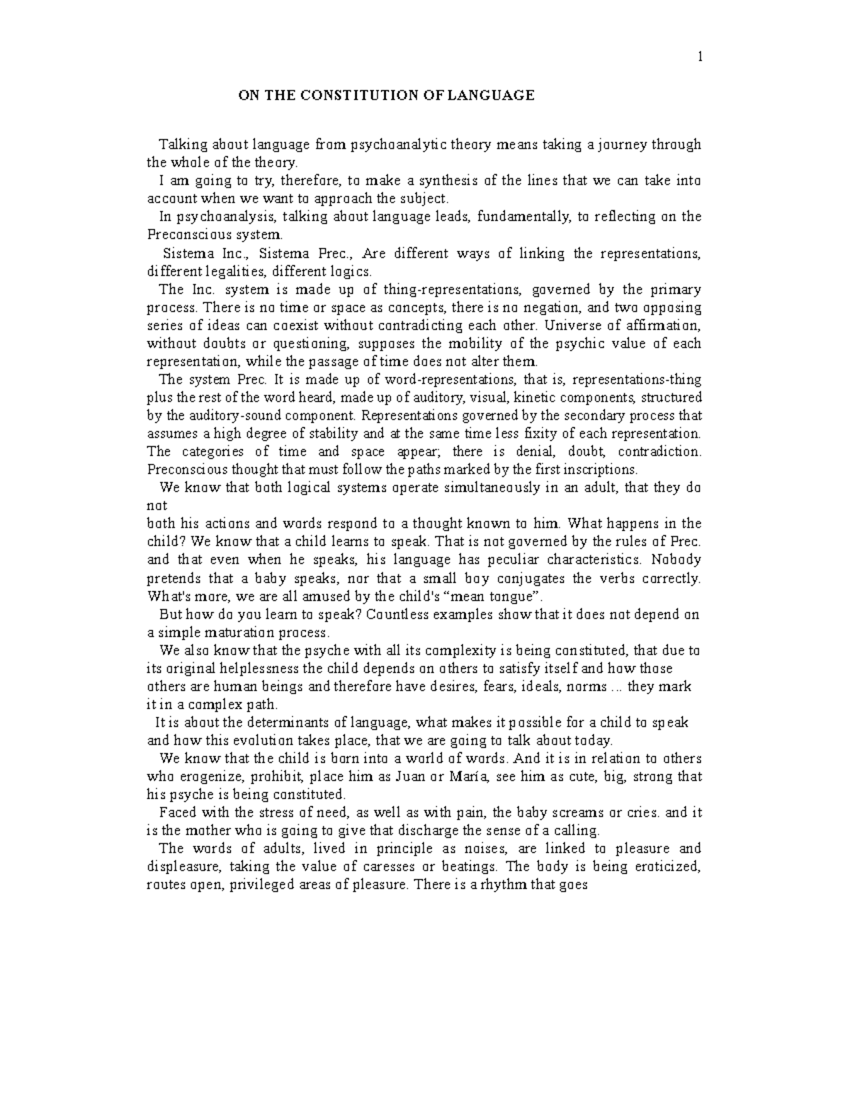 ON THE Constitution OF Language - 1 ON THE CONSTITUTION OF LANGUAGE ...