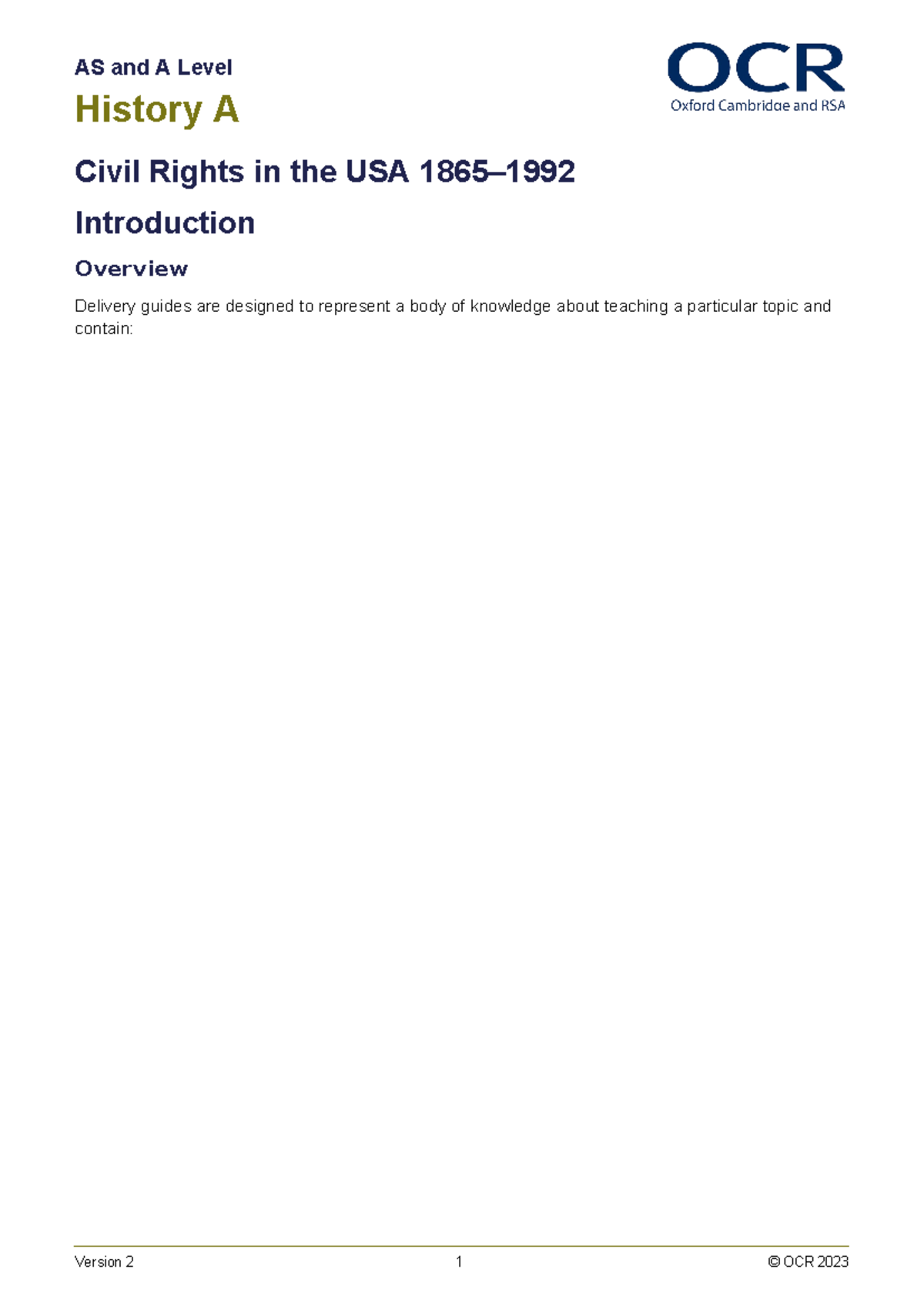 701754 civil rights in the usa 1865 1992 delivery guide - AS and A ...
