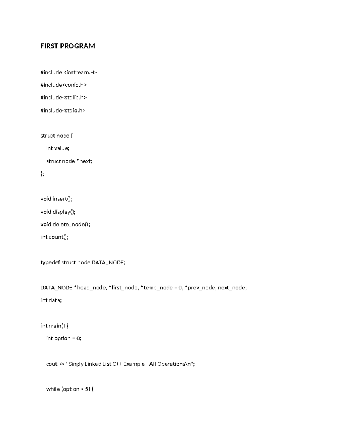 5TH SEM - FIRST PROGRAM #include #include #include - Studocu