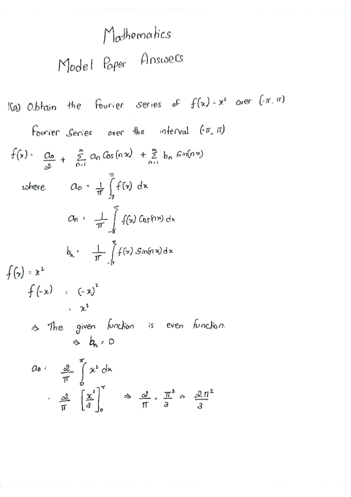 Math model paper module 1, 2, 3, 4 - Fourier Transform and Series - Studocu