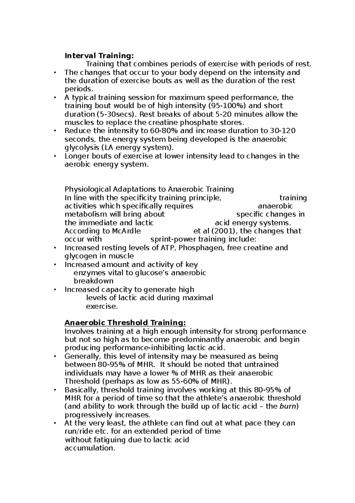 Anaerobic Threshold Training - Interval Training - Aerobic Training ...