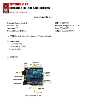 IOT 2 - Iot 2 - COMPUTER SCIENCE & ENGINEERING Experiment 2. 2 Student Name: Md Sahil Saifi UID ...