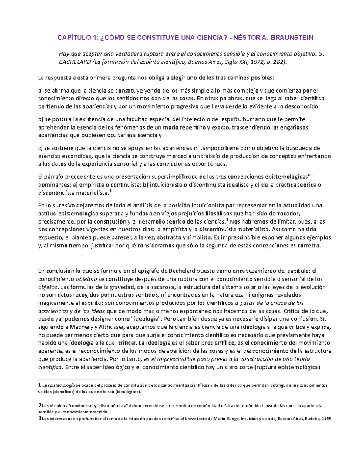 Capítulo 1 de Braunstein, ¿como se constituye una ciencia? - CAPÍTULO 1: ¿CÓMO SE CONSTITUYE UNA ...
