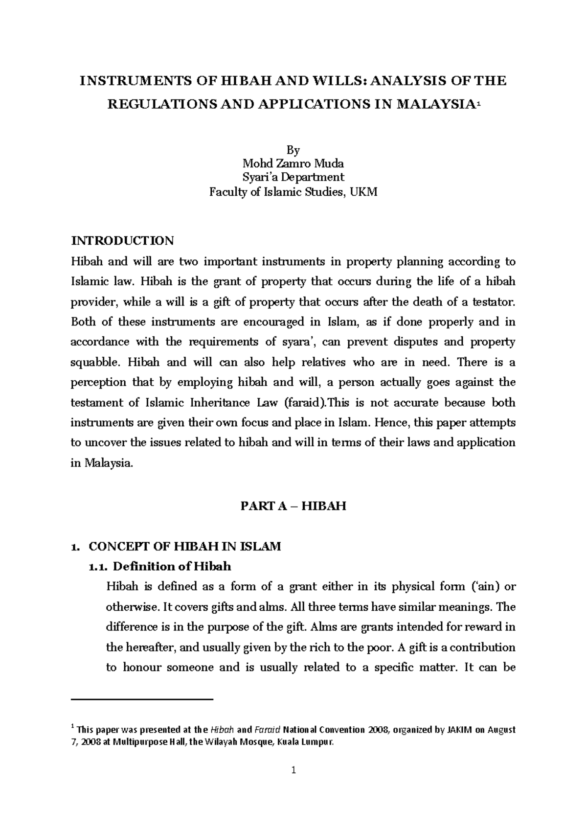 Instruments OF Hibah AND Wills Analysis - INSTRUMENTS OF HIBAH AND ...