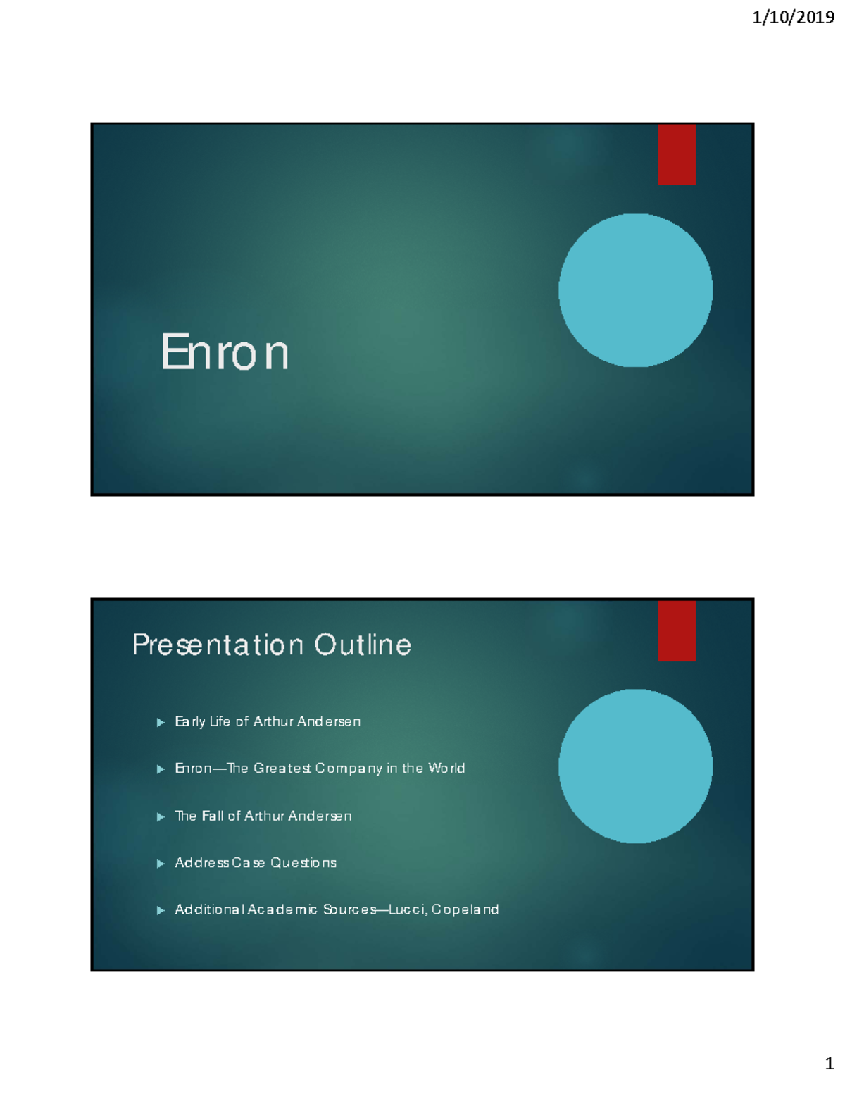 Enron case presentation - Enron Presenta tion Outline Ea rly Life of ...