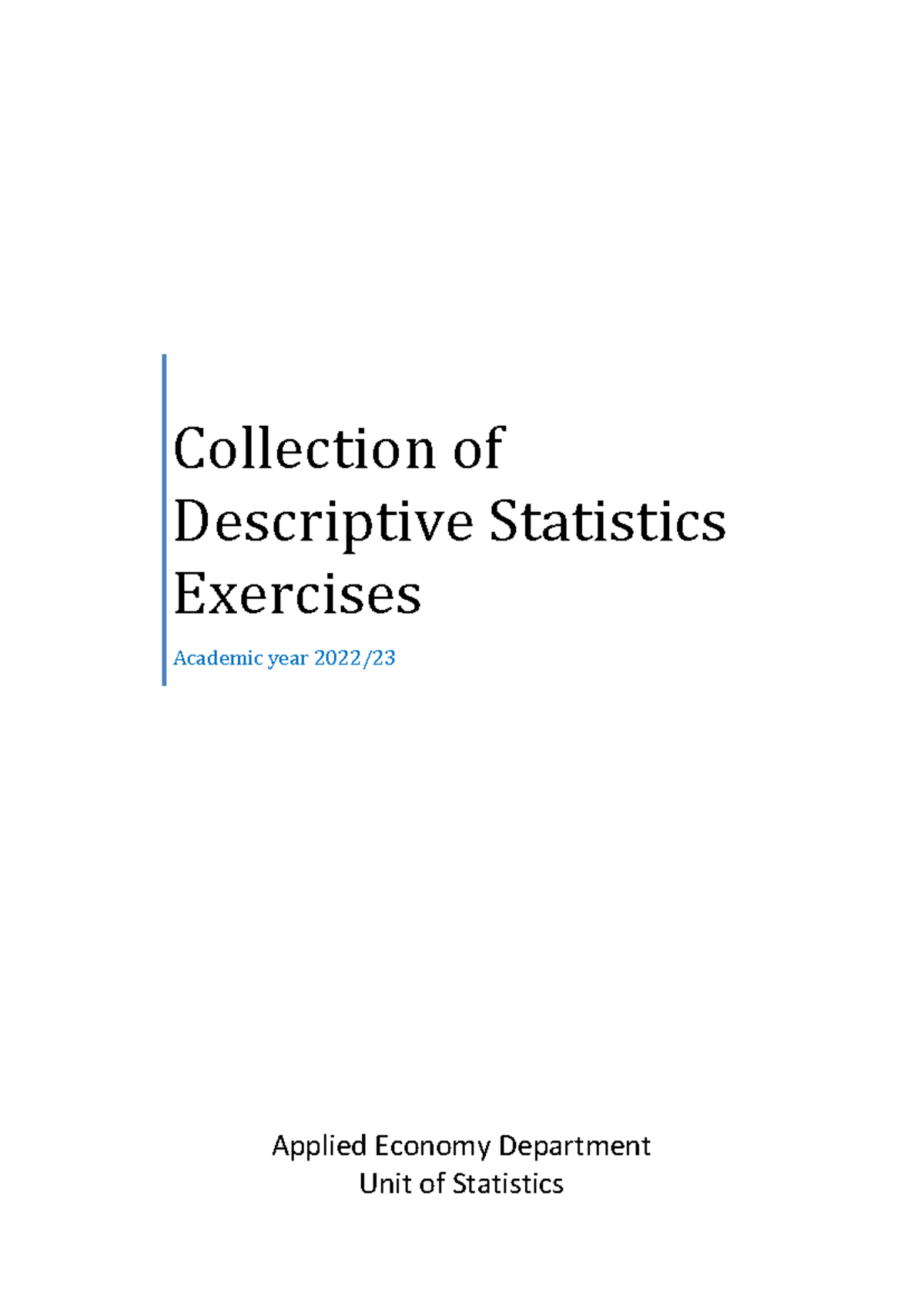 Collection of exercises - Collection of Descriptive Statistics ...