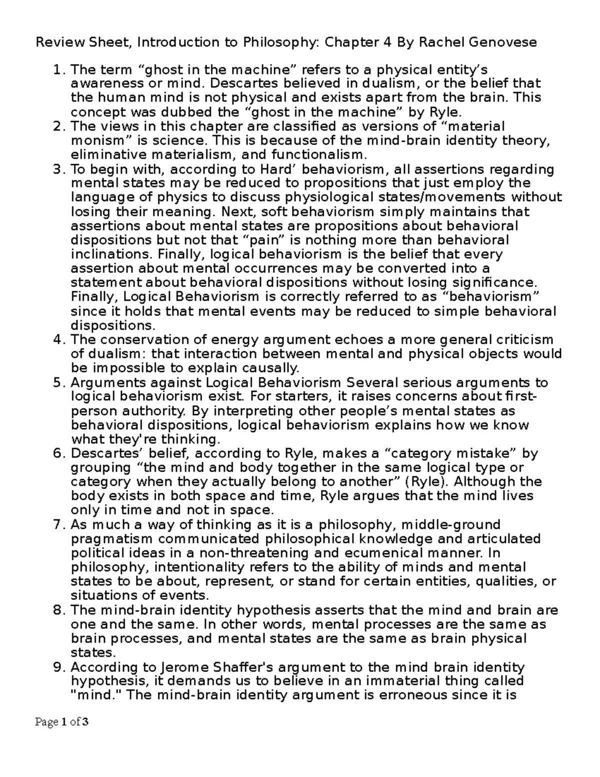 Chapter 4 - enjoy - Review Sheet, Introduction to Philosophy: Chapter 4 ...