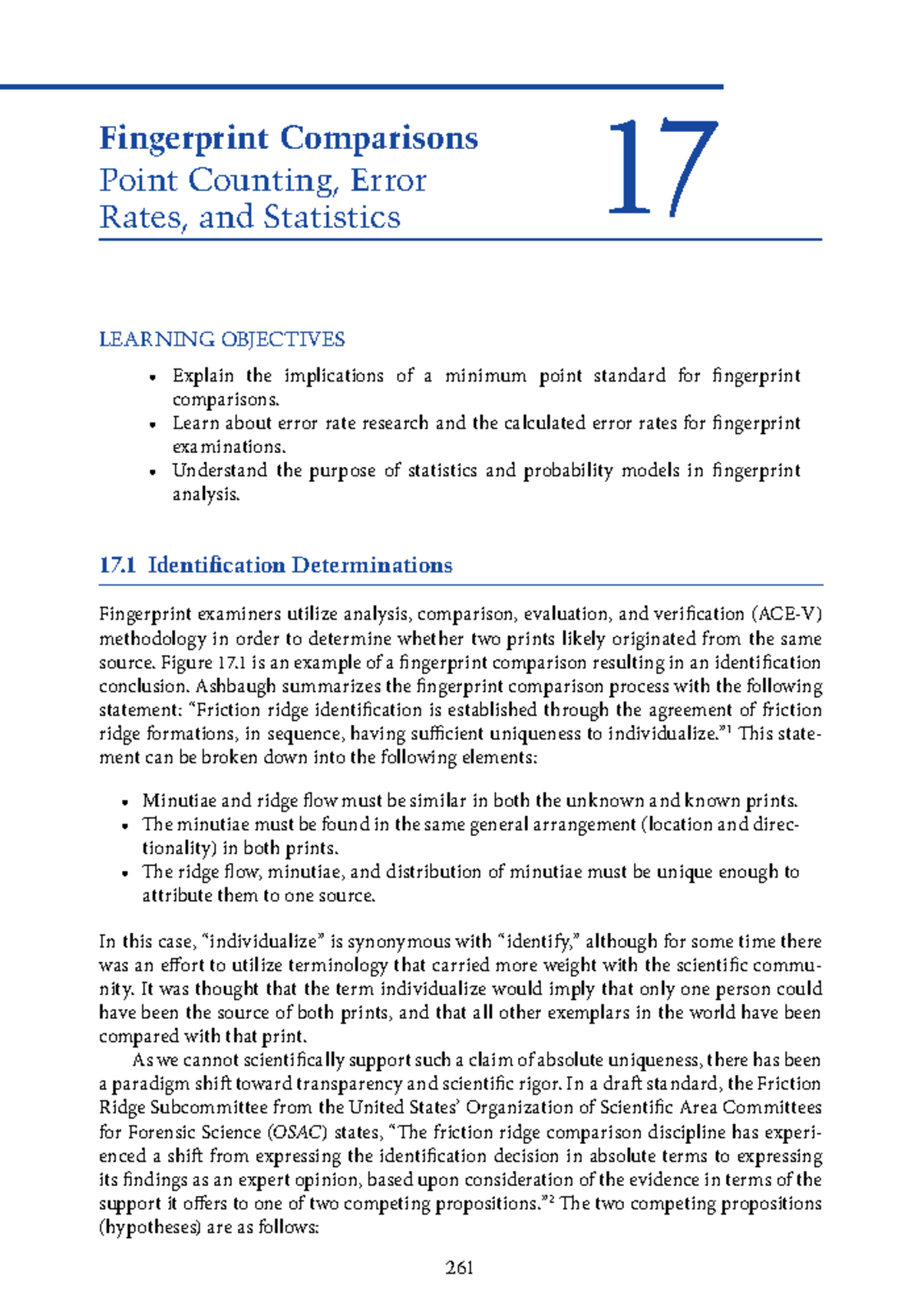 Error Rates and Statistics - 261 17 Fingerprint Comparisons Point ...