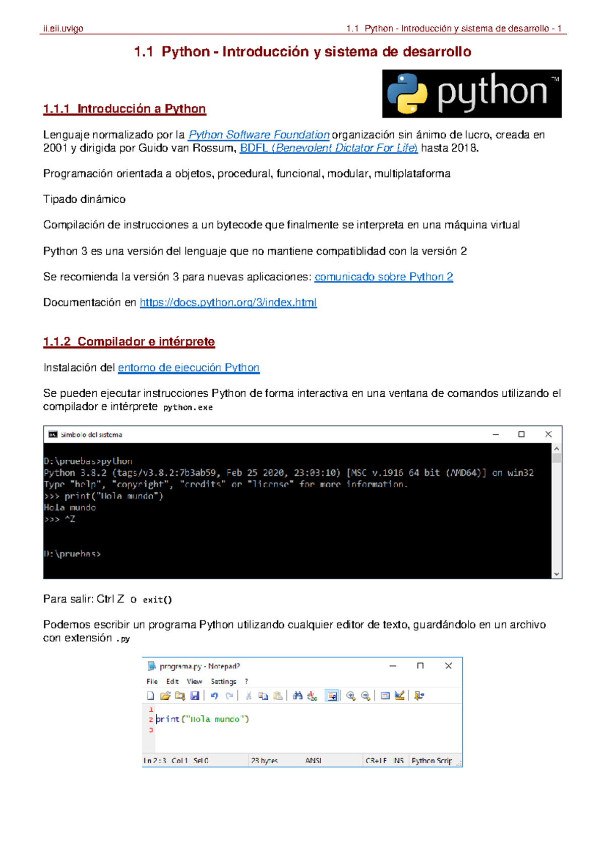 1.1. Introducción - Apuntes 1 - 1 Python - Introducción y sistema de ...