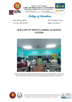 FS2-Learning Episode-1 - FIELD STUDY 2 Learning Episode 1: The Teacher ...